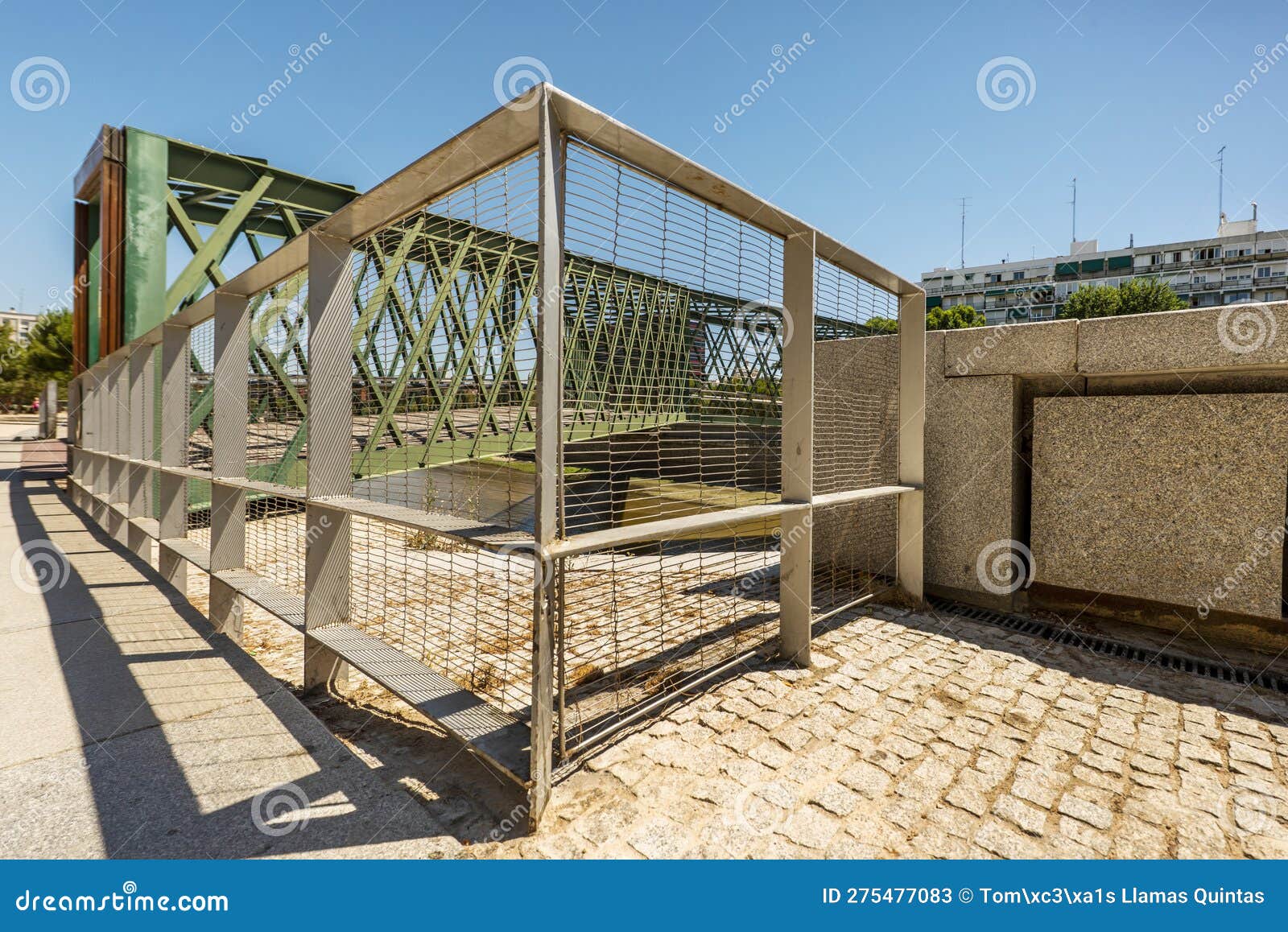 A Metal Railing in an Urban Park Stock Image - Image of clear, lamp ...