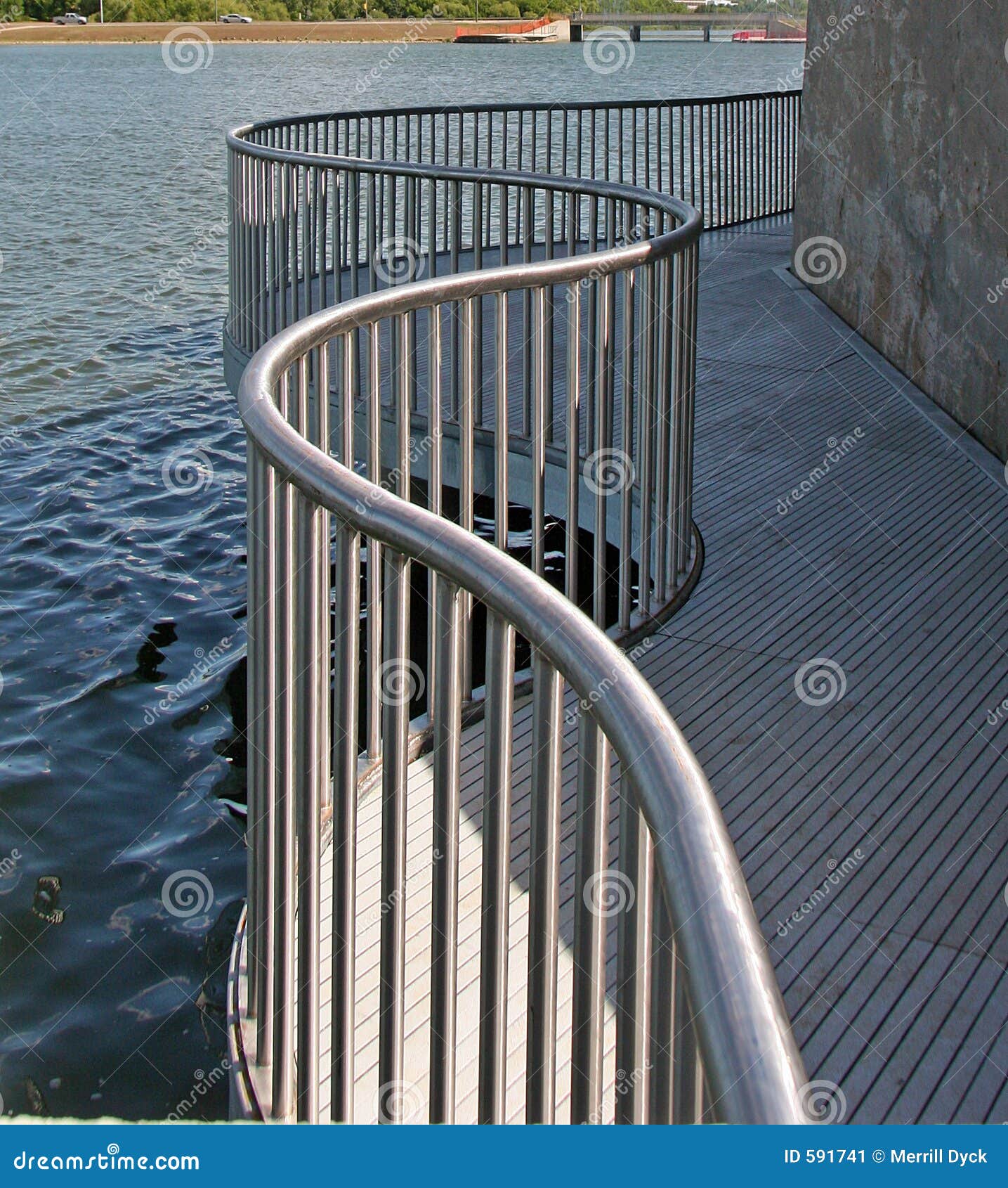 Metal railing by the water stock image. Image of handrail - 591741