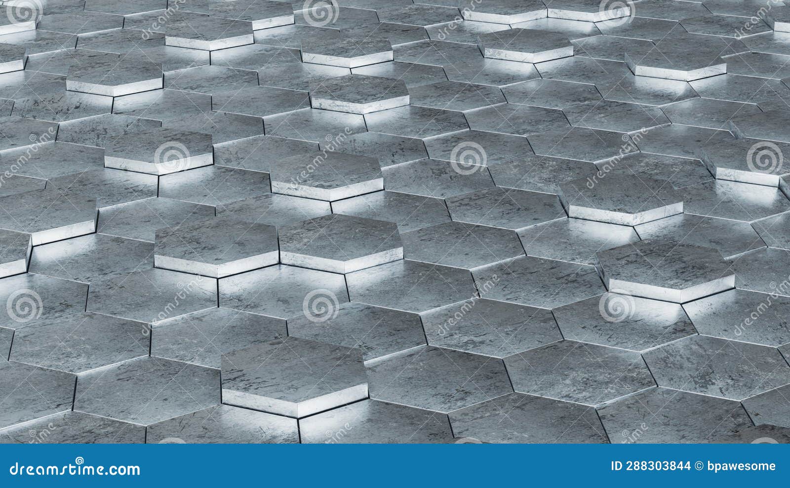Metal Raised Hexagons Futuristic Floor Tech 3D Background, 3D Render ...