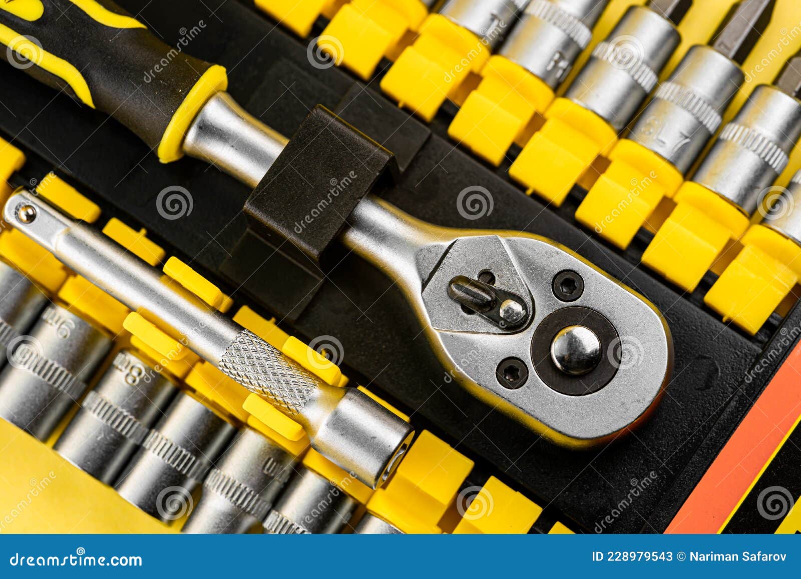 Metal Ratchet with Various Attachments Stock Image - Image of ...