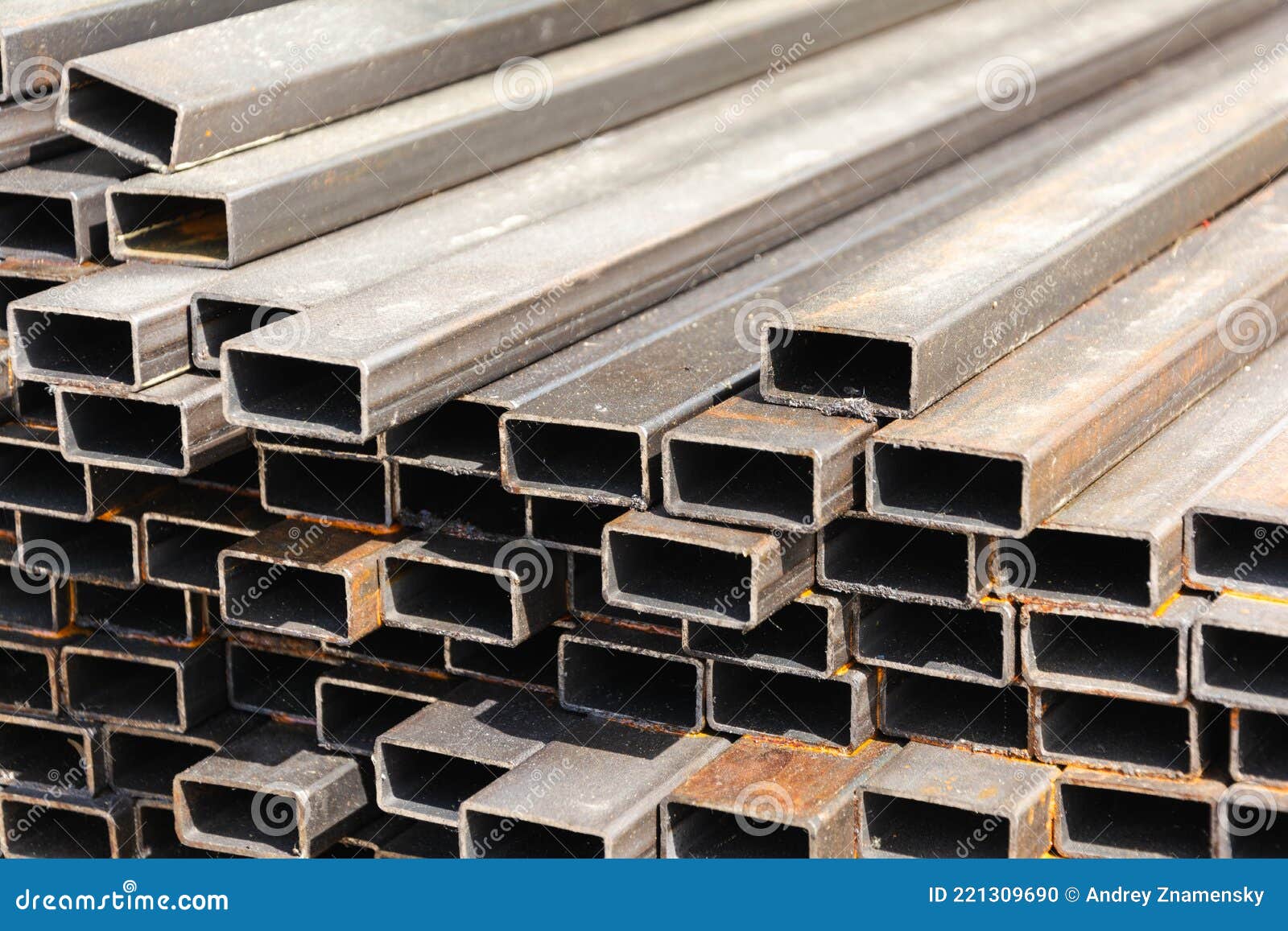 Metal Rectangular Profile in a Stack, Metal Pipes of Rectangular Cross ...