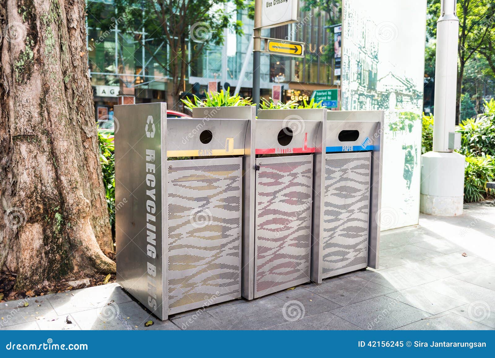 Metal Recycle bin stock image. Image of pathway, recycle - 42156245