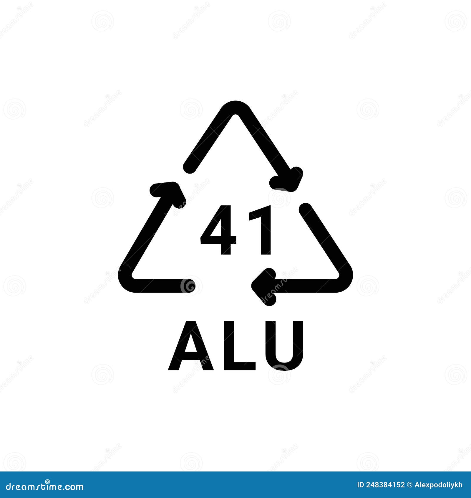 Metal Recycling Code ALU 41 Line Icon. Consumption Code Stock Vector ...