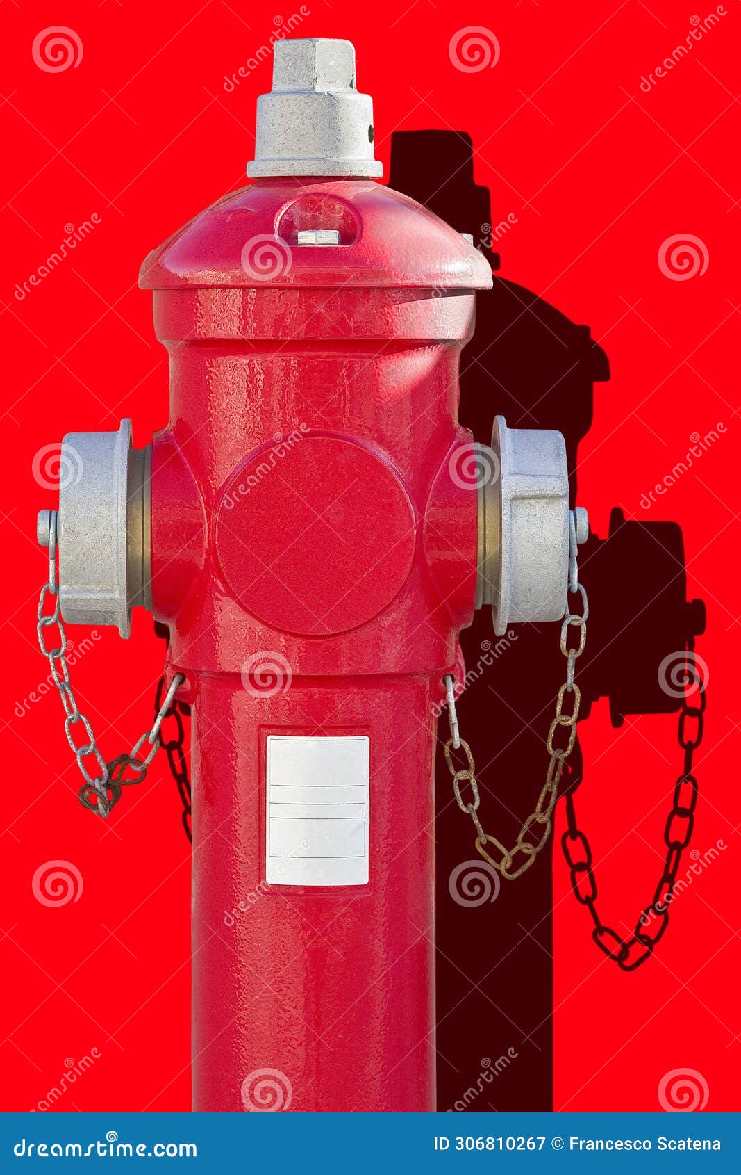 Metal Red Paint Fire Hydrant in a Urban Area - Concept Isolated on Red ...