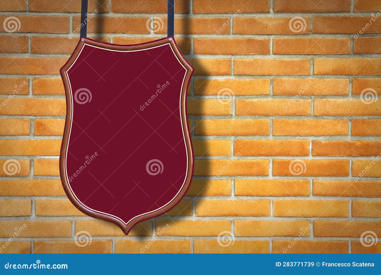 Metal Red Placard Against a Brick Wall Stock Image - Image of marketing ...