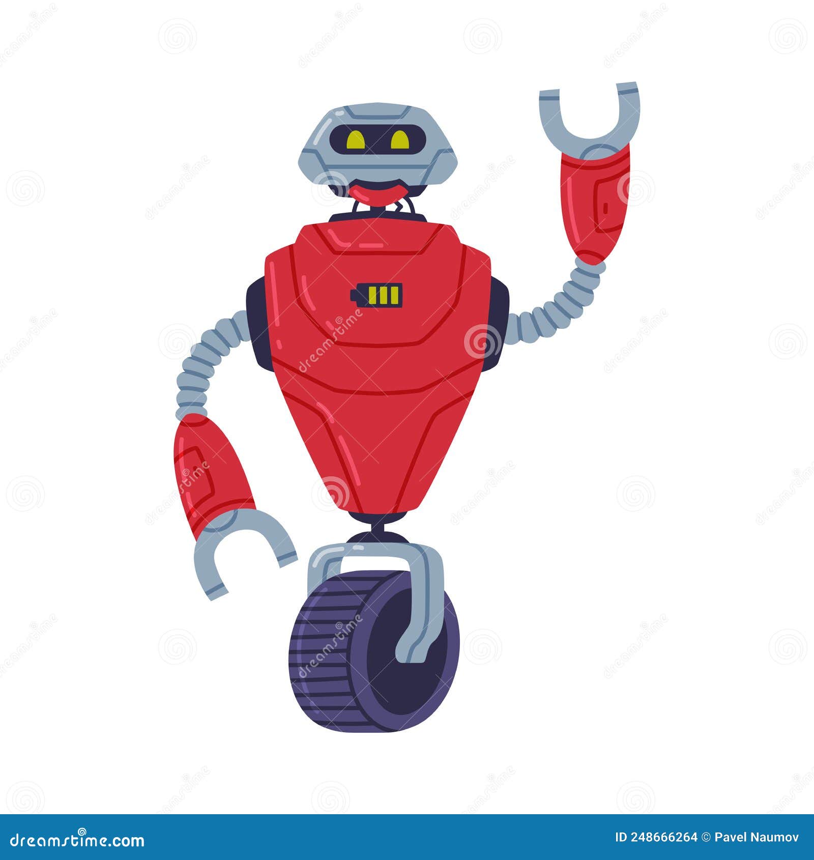 Metal Red Robot Machine with Limbs and Wheel for Labor Automation ...