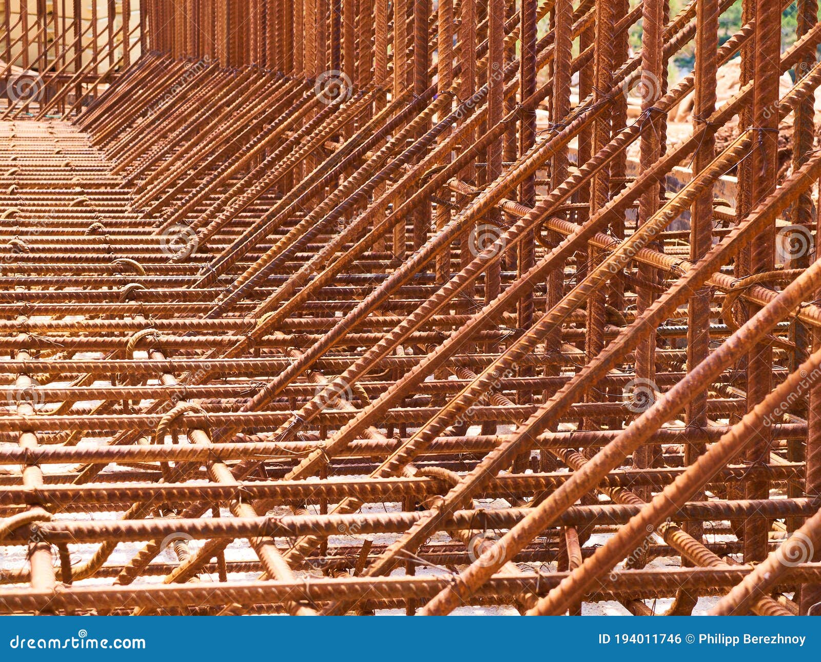 Metal Reinforcement Frame Of A Monolithic Reinforced Concrete Retaining ...