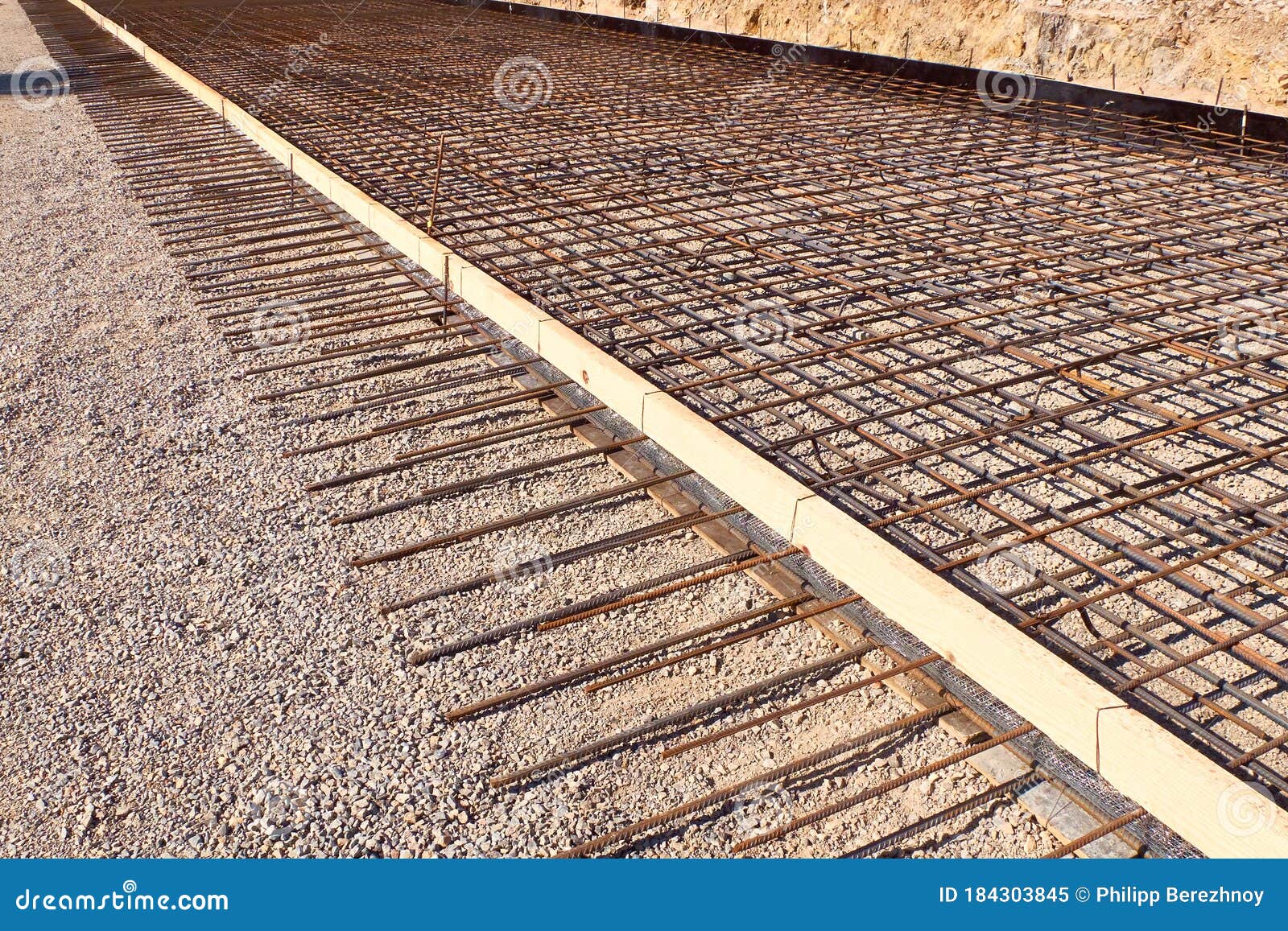 Metal Reinforcement of Road Concrete Foundation Plate Stock Image ...