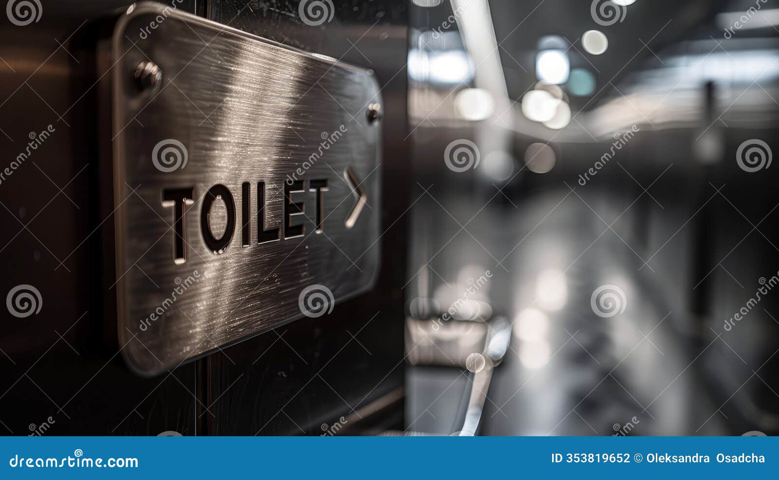 Metal Restroom Signage with Arrow. Stock Photo - Image of silver ...
