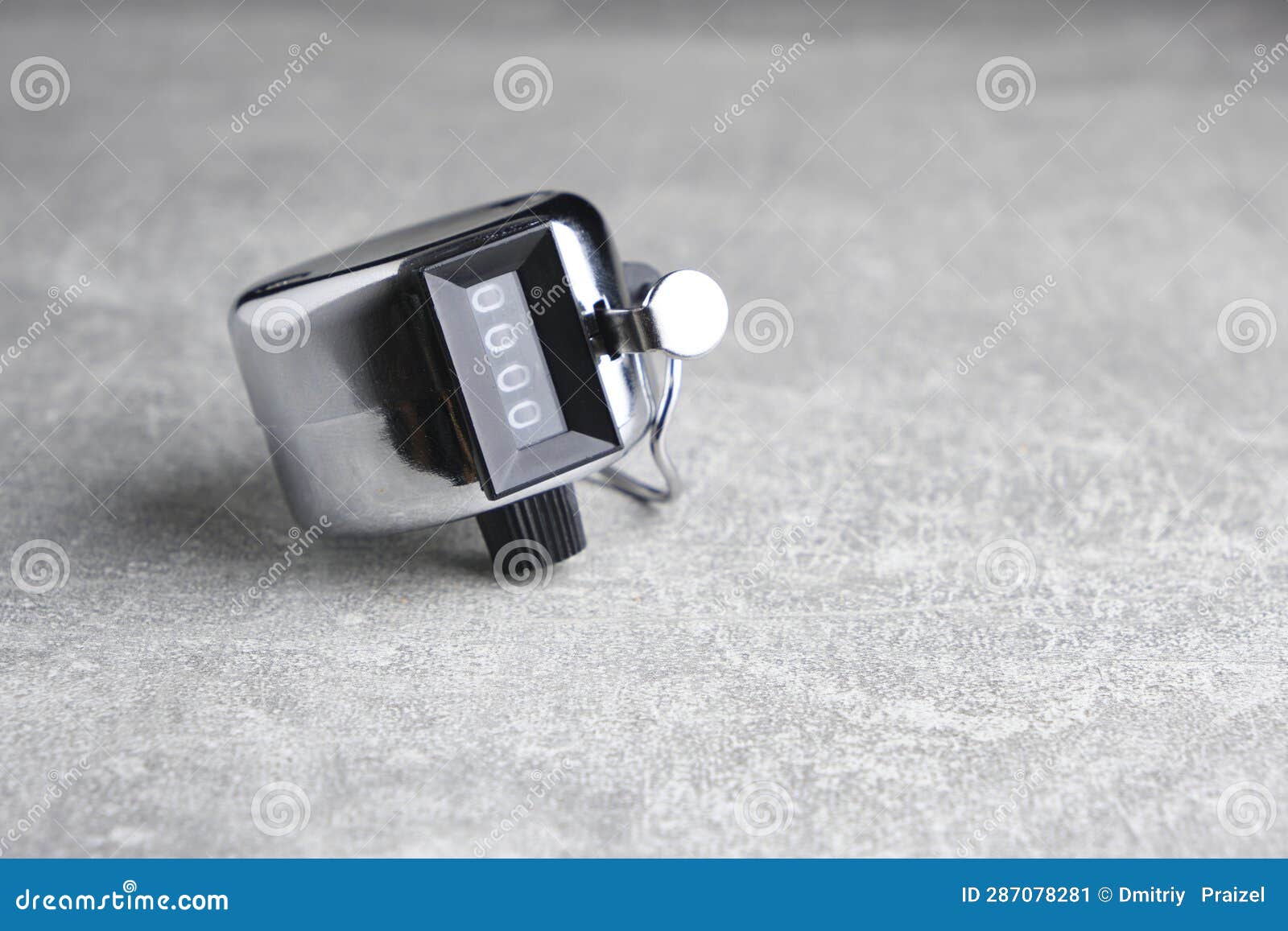 Metal, Retro Mechanical Hand Counter Gray Concrete Background. Stock ...