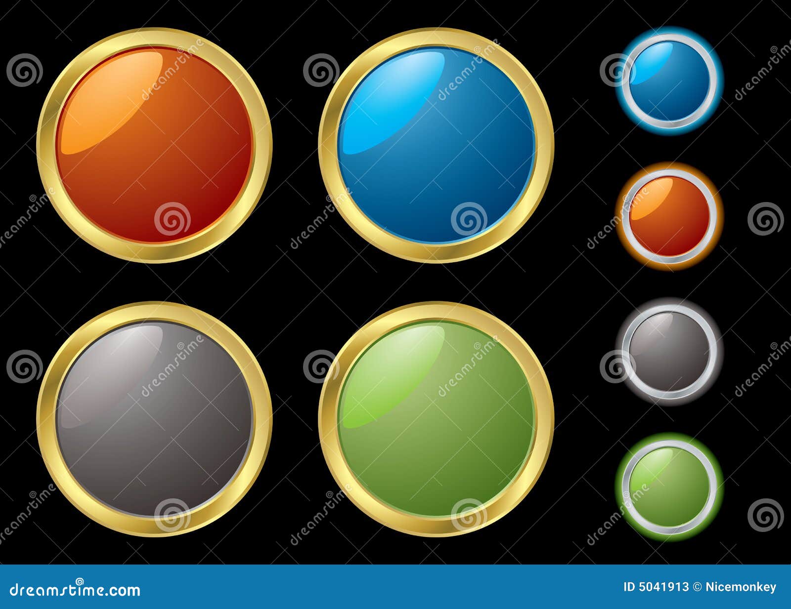 Metal rim buttons stock vector. Illustration of design - 5041913