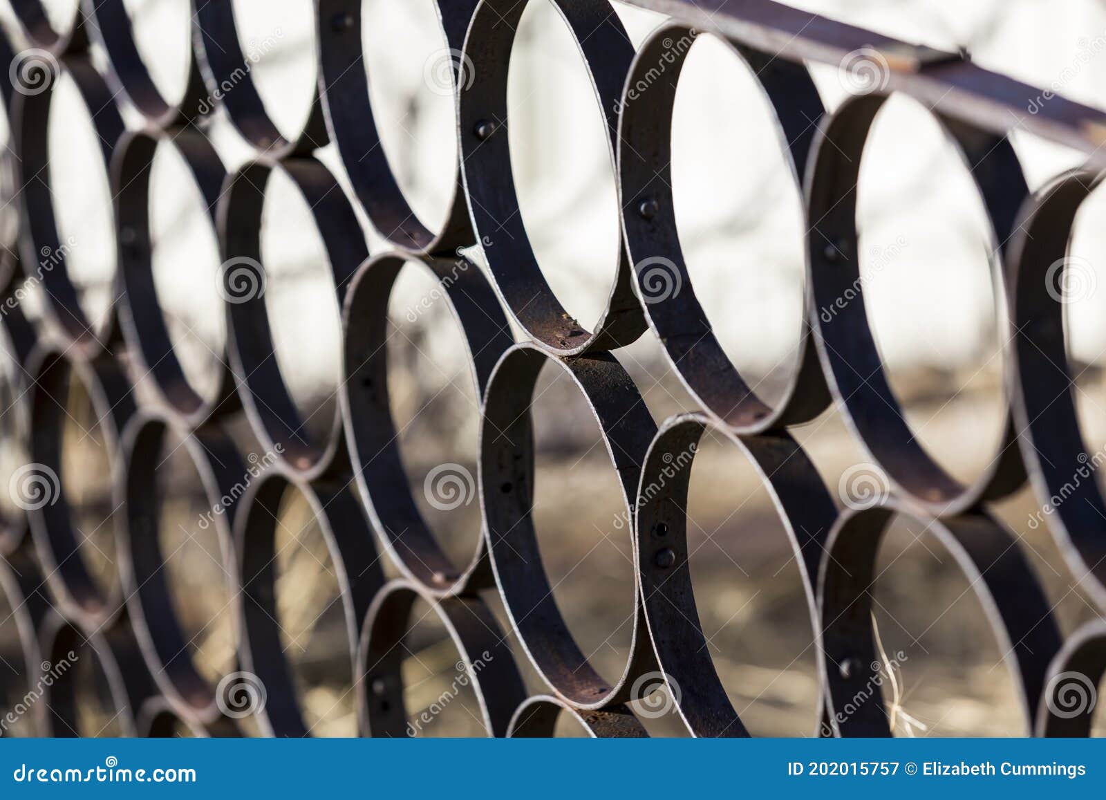 Metal Rings Fastened Together As a Fence Stock Image - Image of rings ...