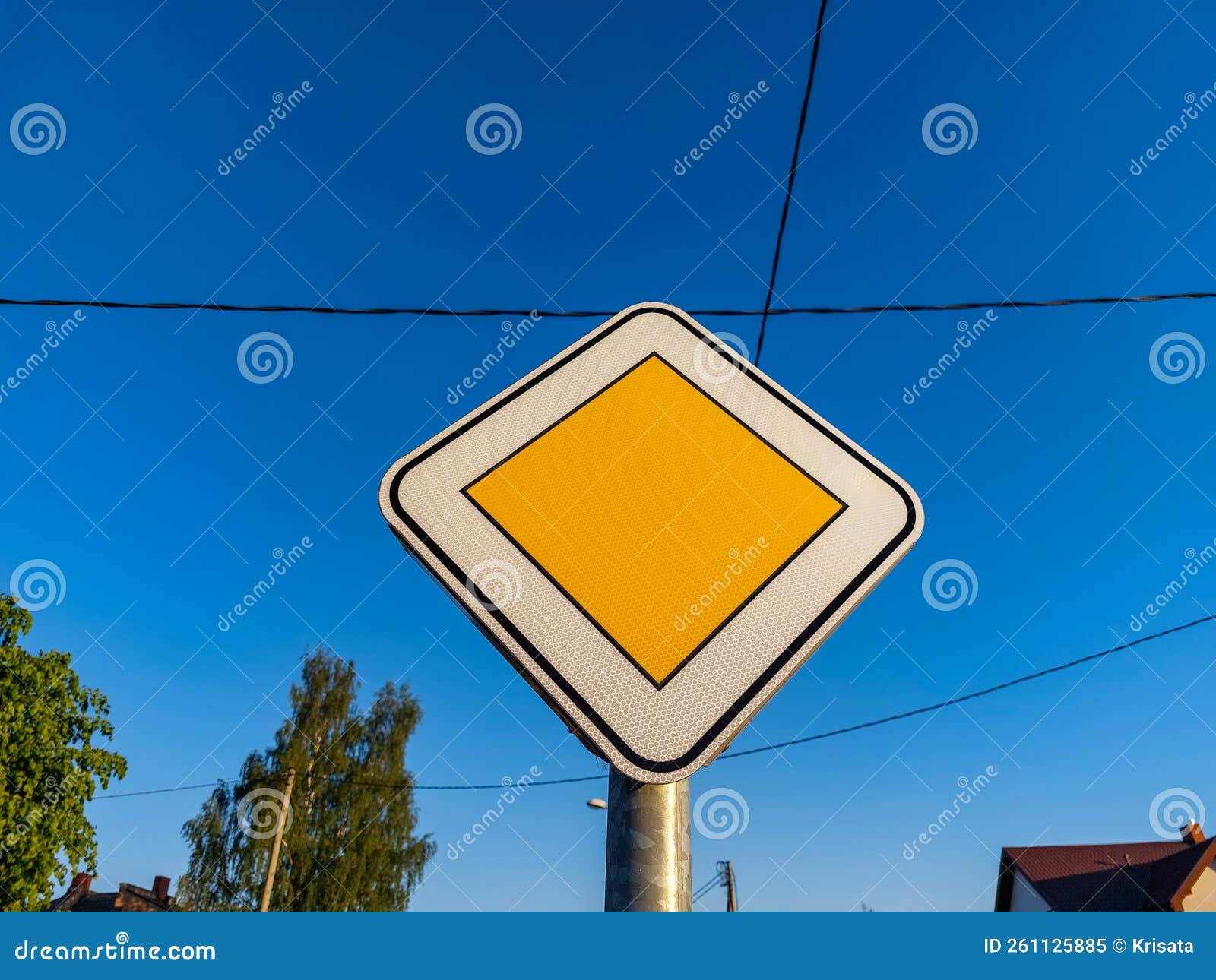 Metal Road Sign (Rectangular White with Yellow Square) "Main Rod" on ...