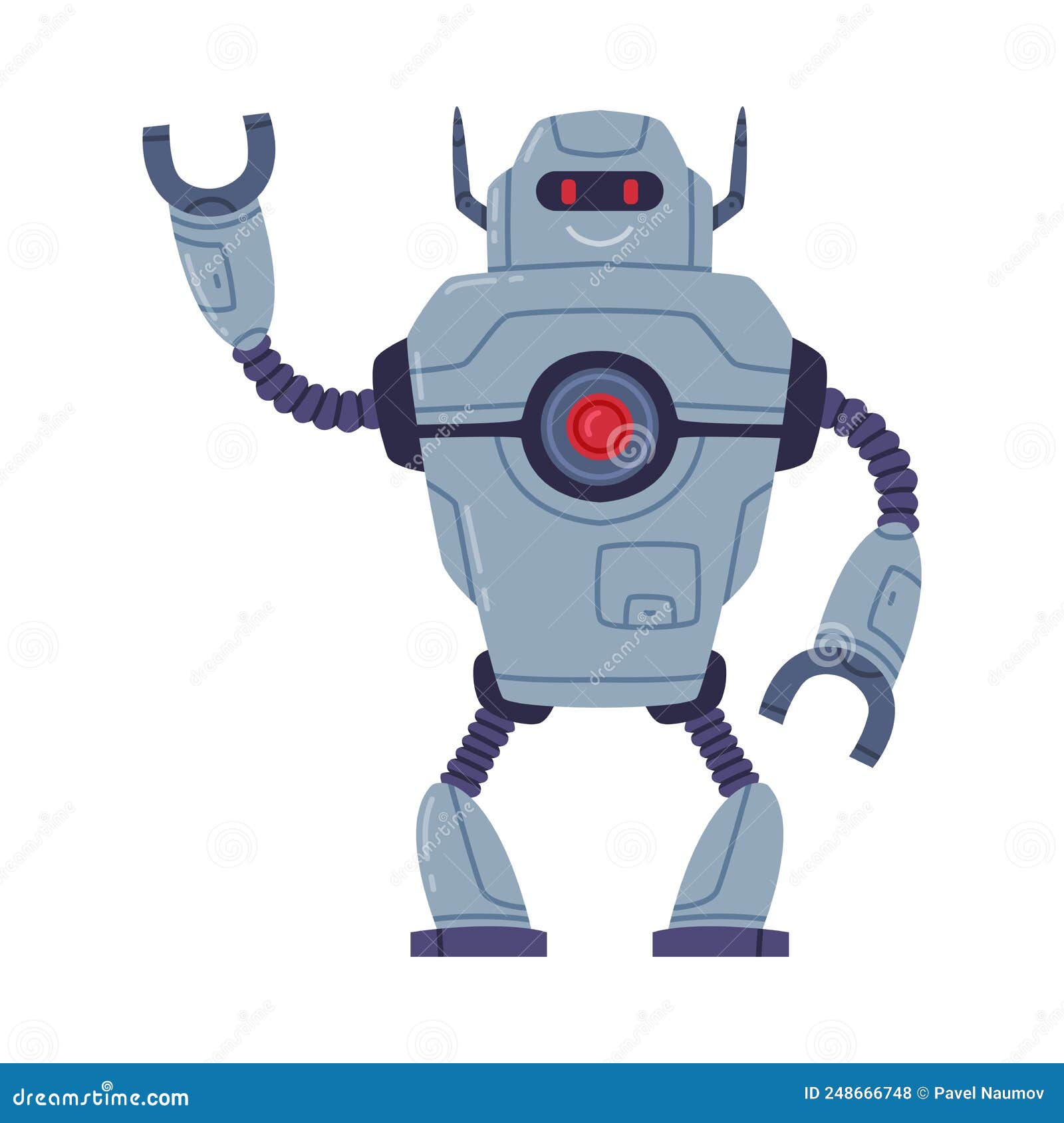 Metal Robot Machine with Limbs for Labor Automation Vector Illustration ...