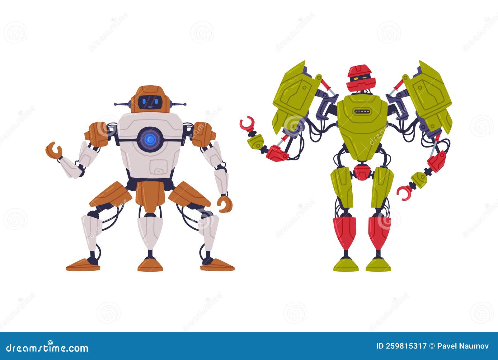 Metal Robot Machine with Limbs for Labor Automation Vector Set Stock ...