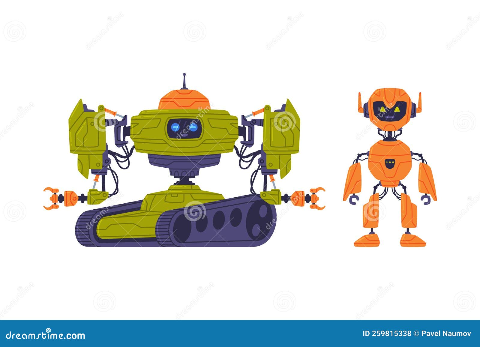 Metal Robot Machine with Limbs for Labor Automation Vector Set Stock ...