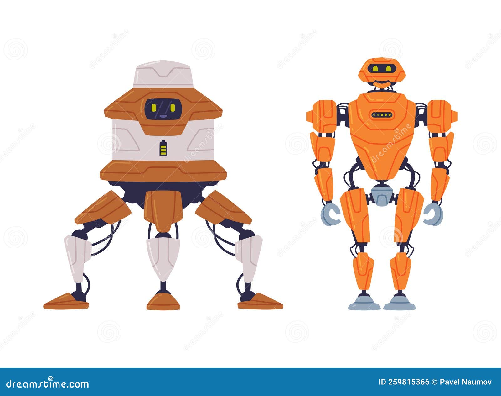 Metal Robot Machine with Limbs for Labor Automation Vector Set Stock ...