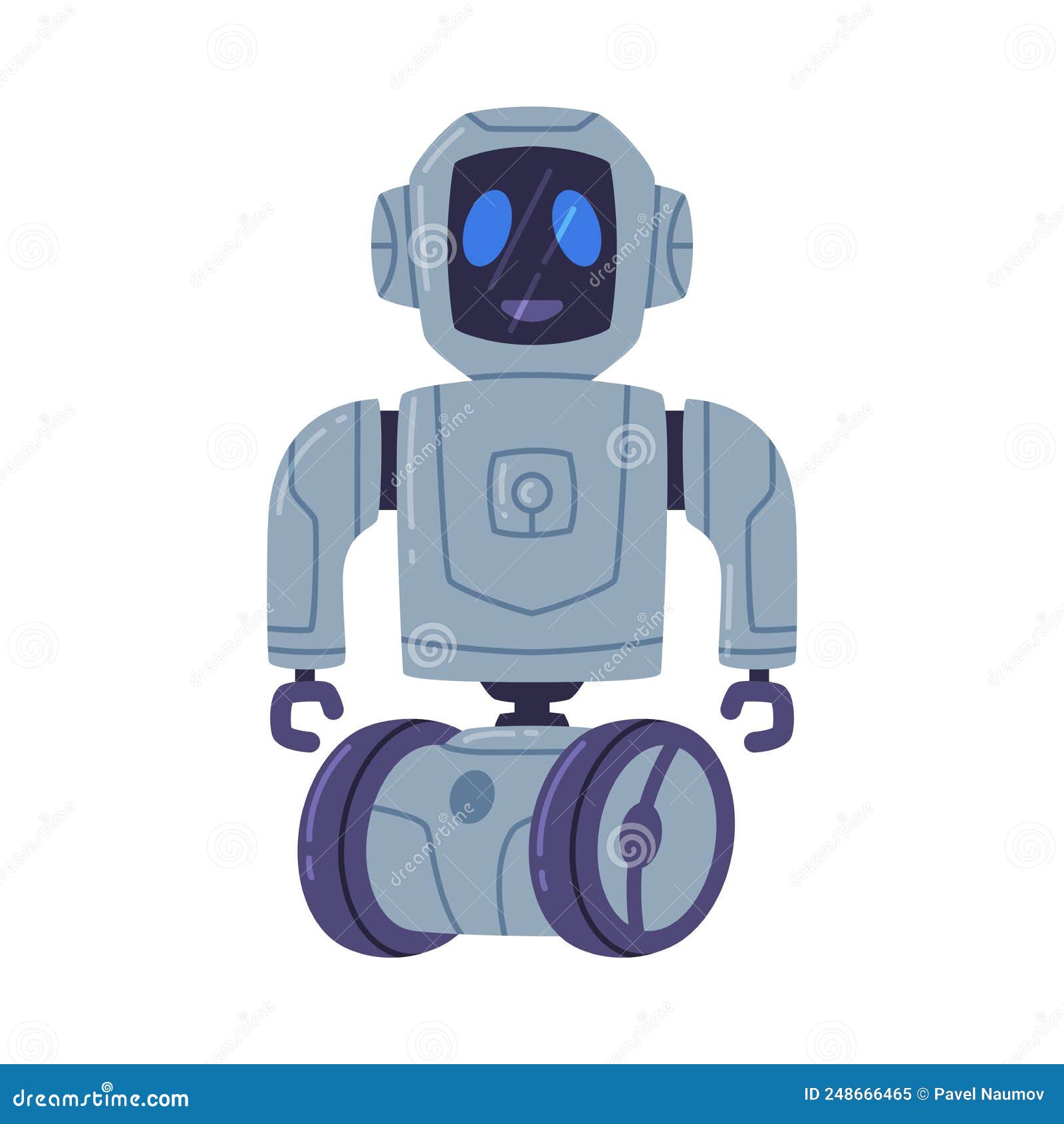 Metal Robot Machine with Limbs and Wheel for Labor Automation Vector ...