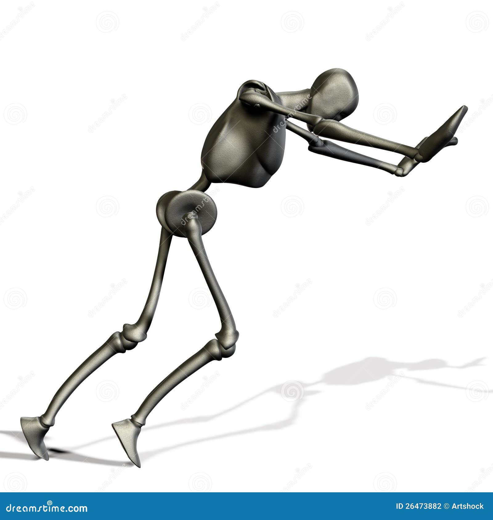 Metal robot pushing stock illustration. Illustration of person - 26473882