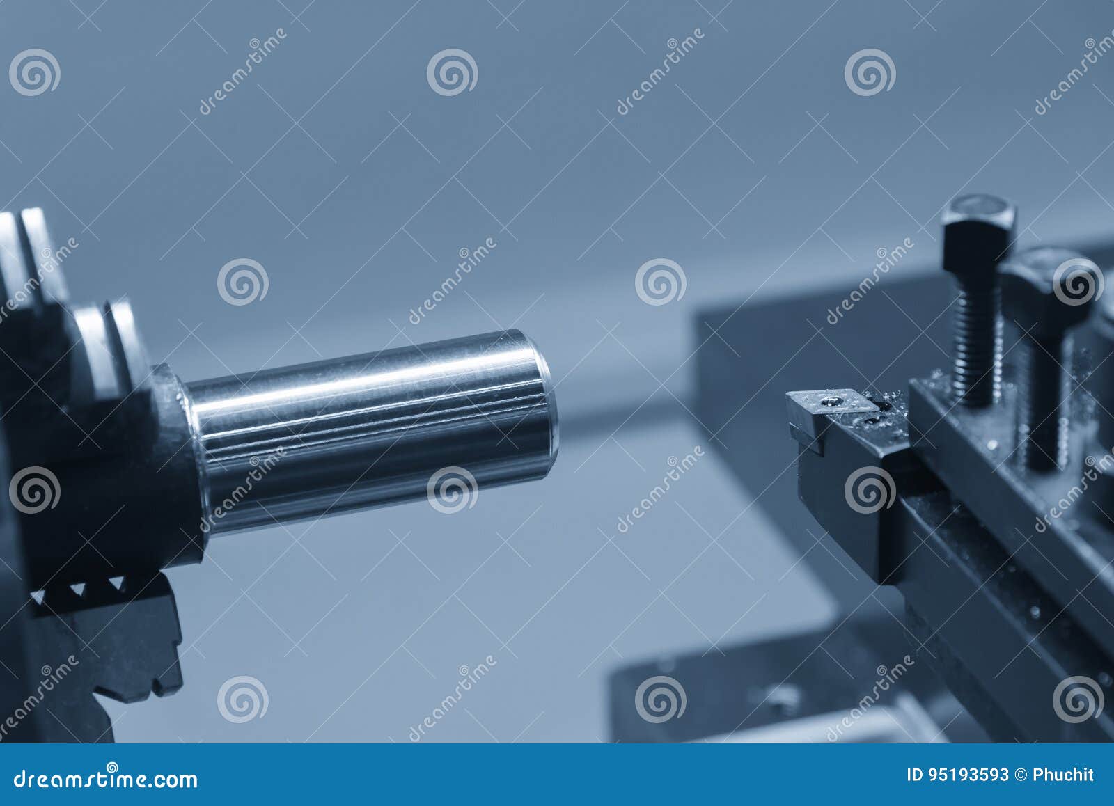 The Metal Rod on the Lathe Machine Stock Image - Image of chuck ...