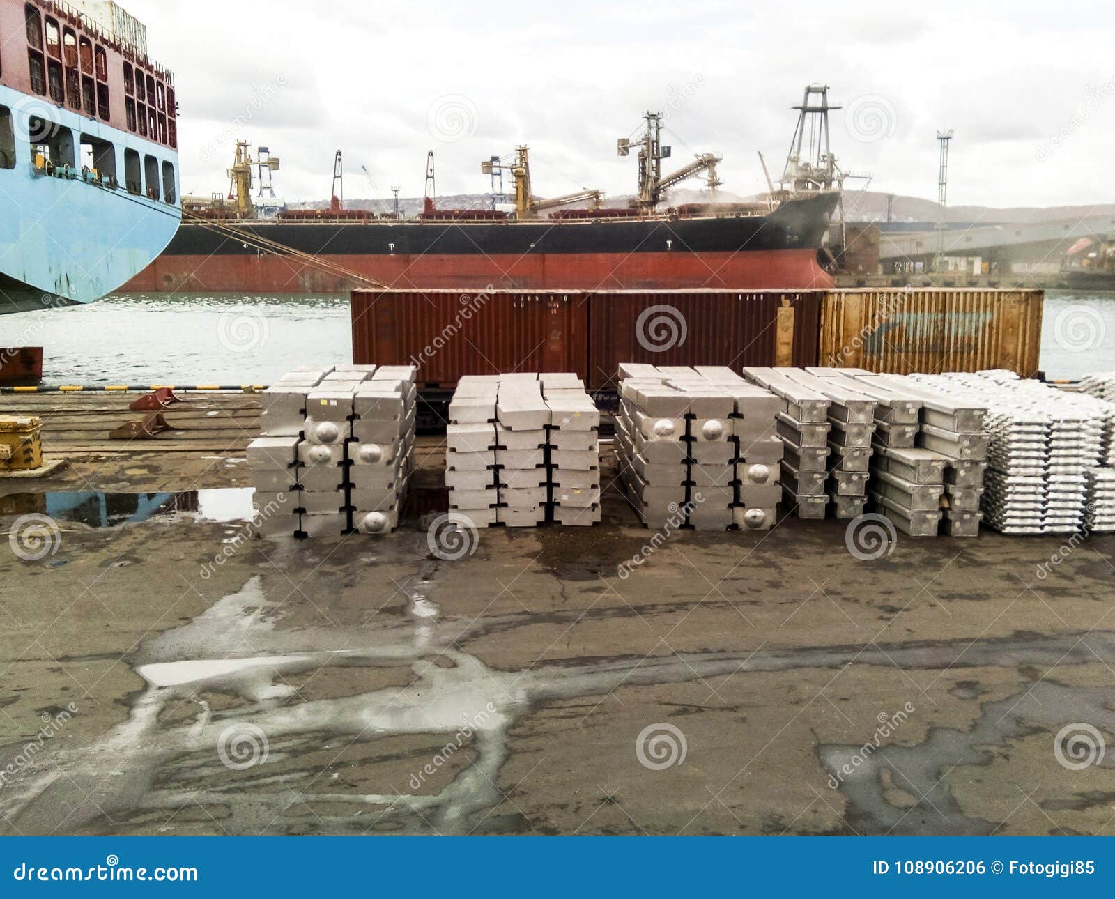 The Metal Rods Folded on the Port Site for Export. Temporary Storage in ...
