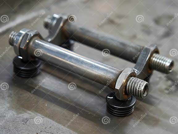 Metal Rods with Nuts and Bolts on a Table Stock Photo - Image of rods ...