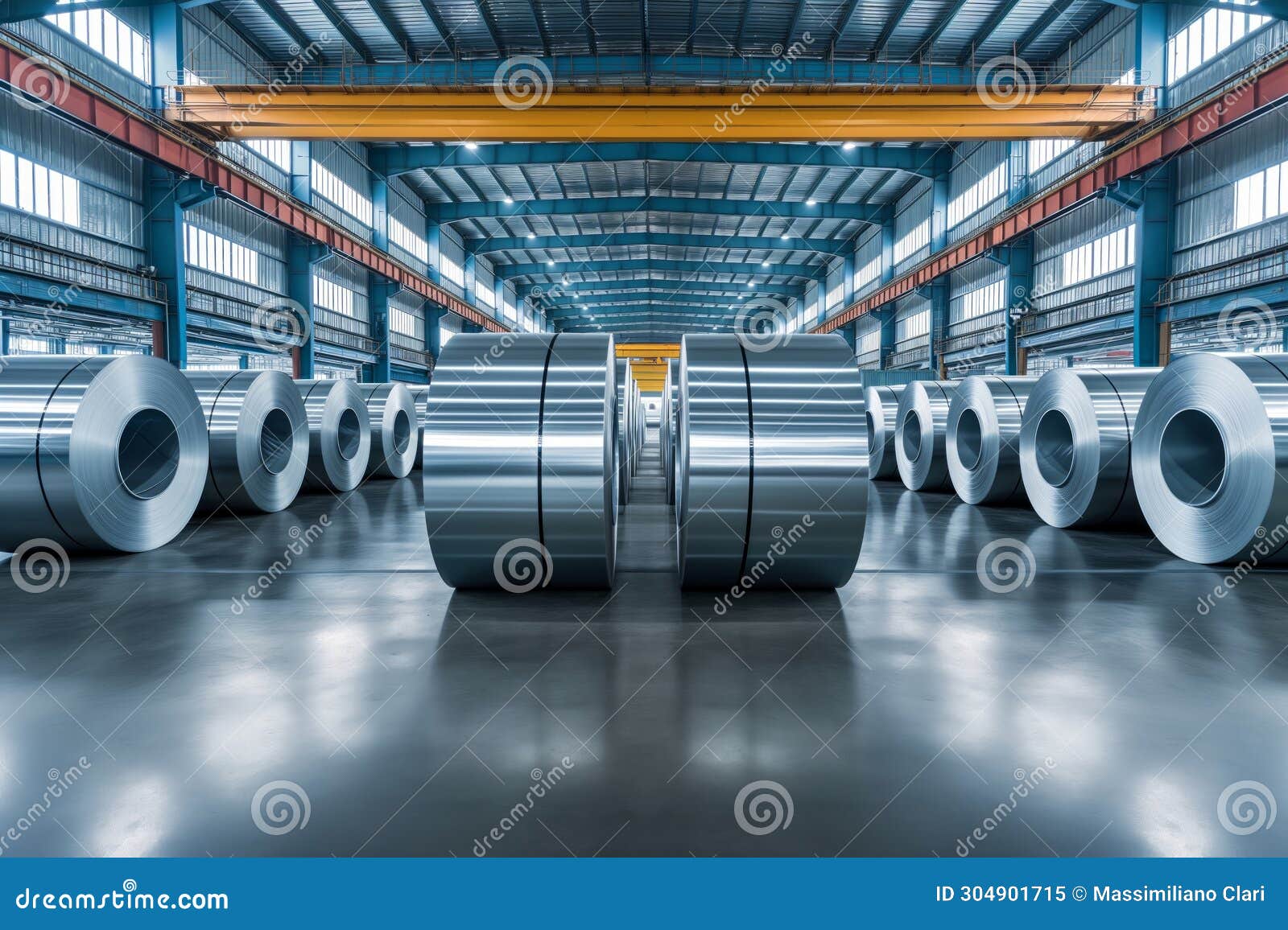 Metal Rolled Products on a Large Warehouse Stock Illustration ...