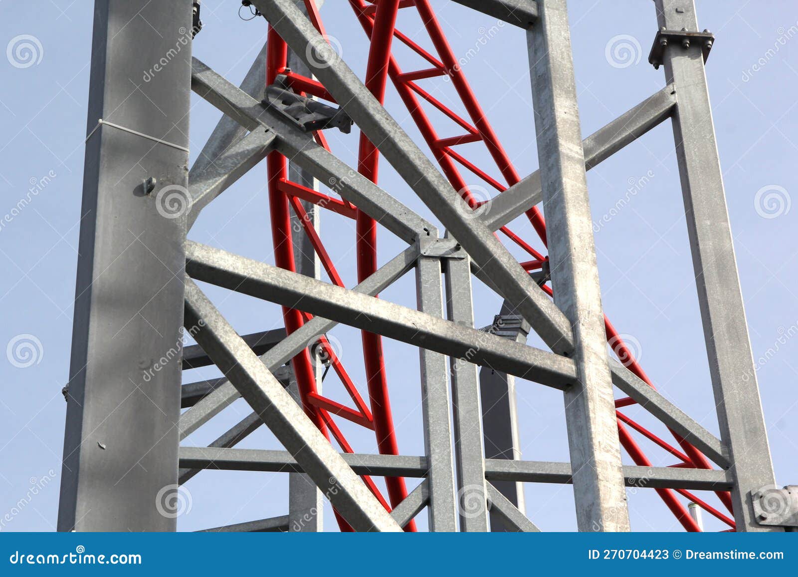 Metal Roller Coaster Close Up with Red Rails Stock Image - Image of ...