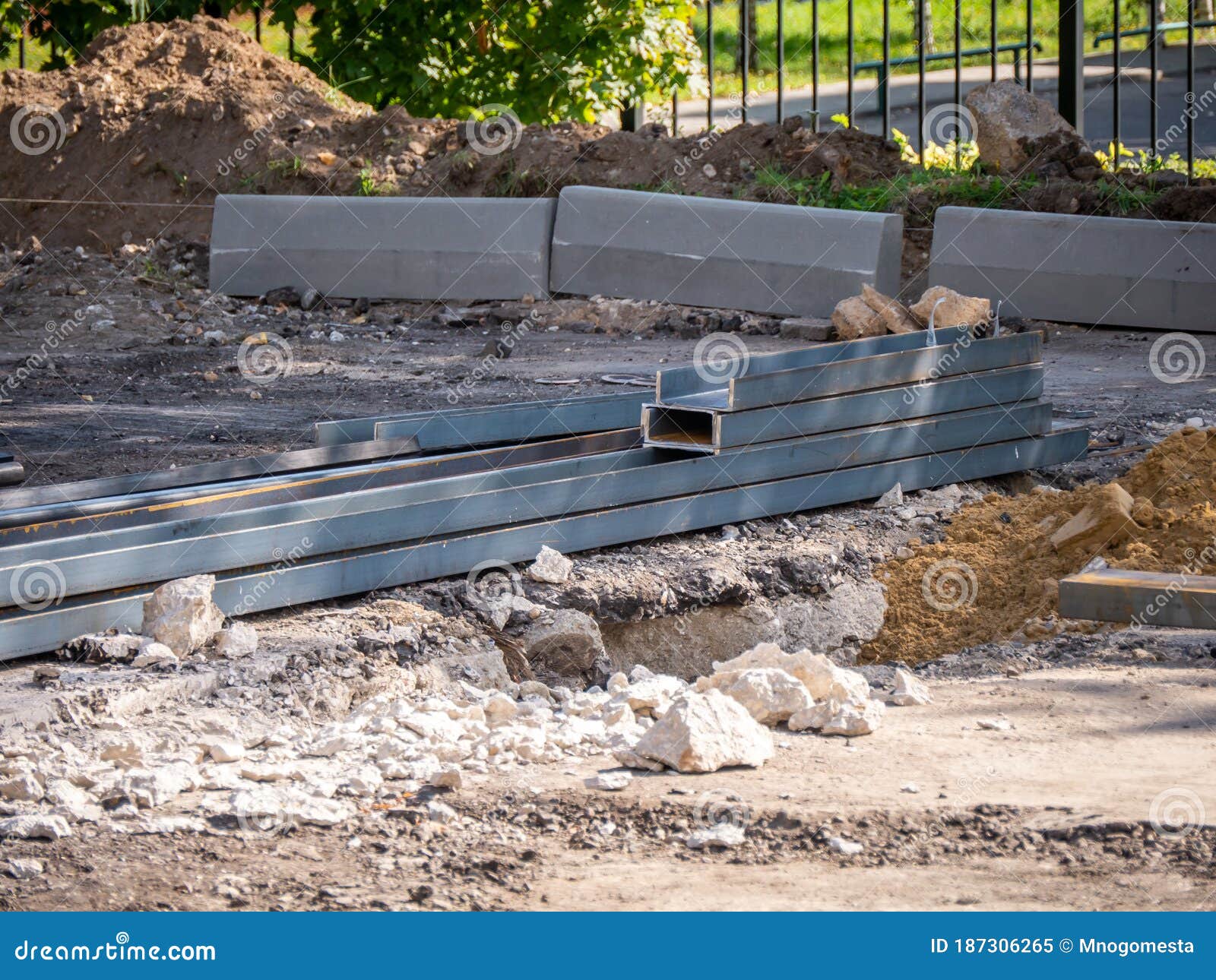 Metal Rolling on the Ground. Parts of the Metal Structures Stock Image ...