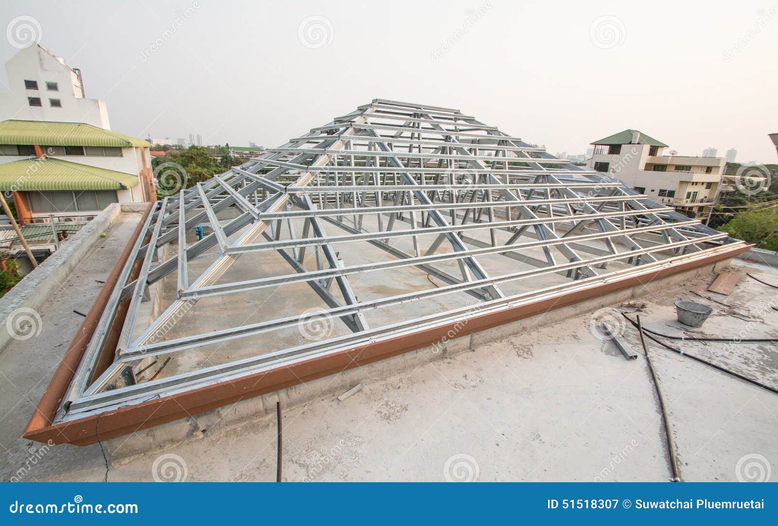 Metal roof structure stock image. Image of lens, construction - 51518307