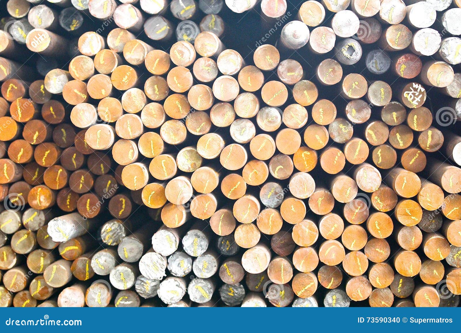 Metal round billets stock photo. Image of forging, storage - 73590340