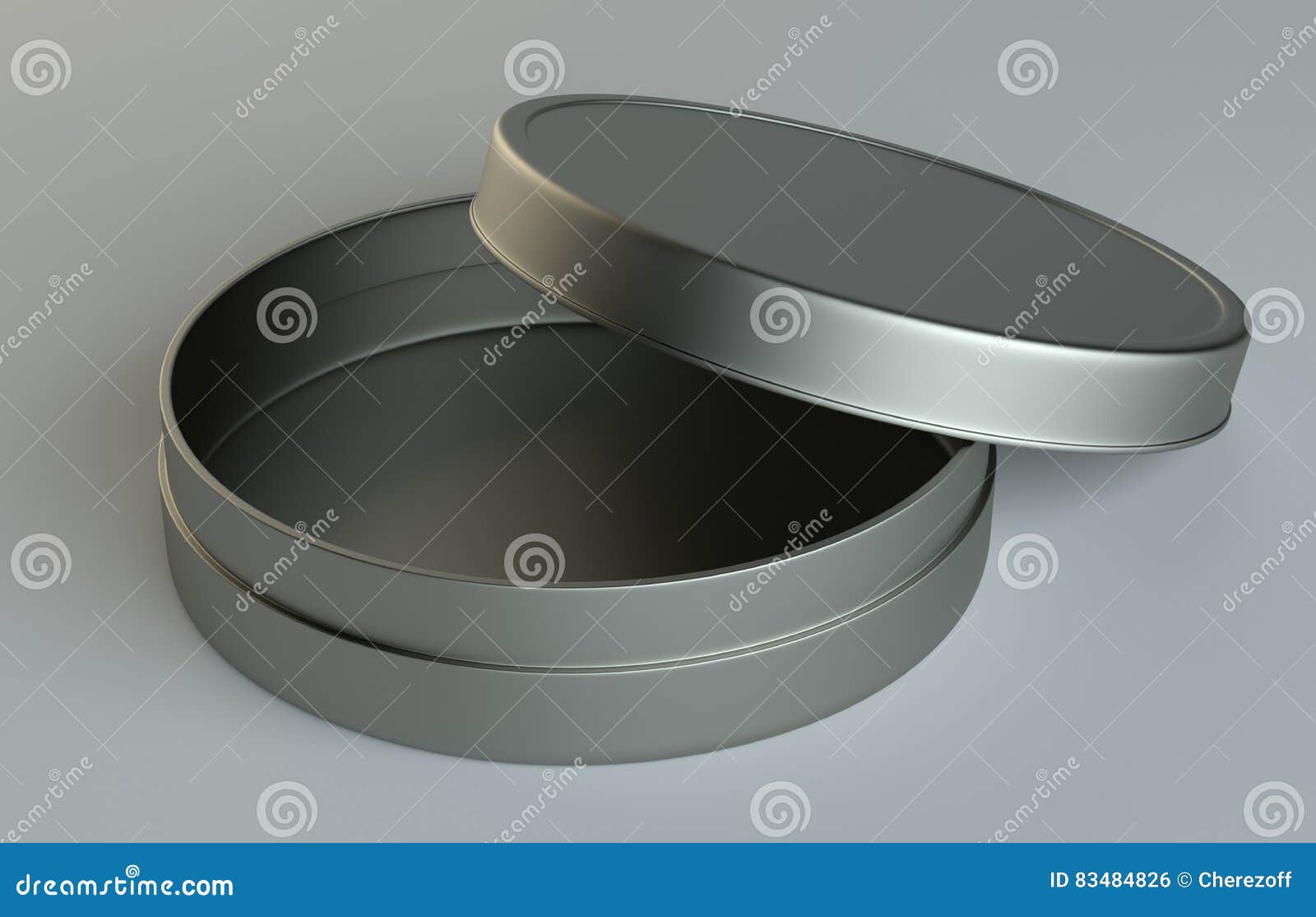 Metal Round Box on Gray Background Stock Illustration - Illustration of ...