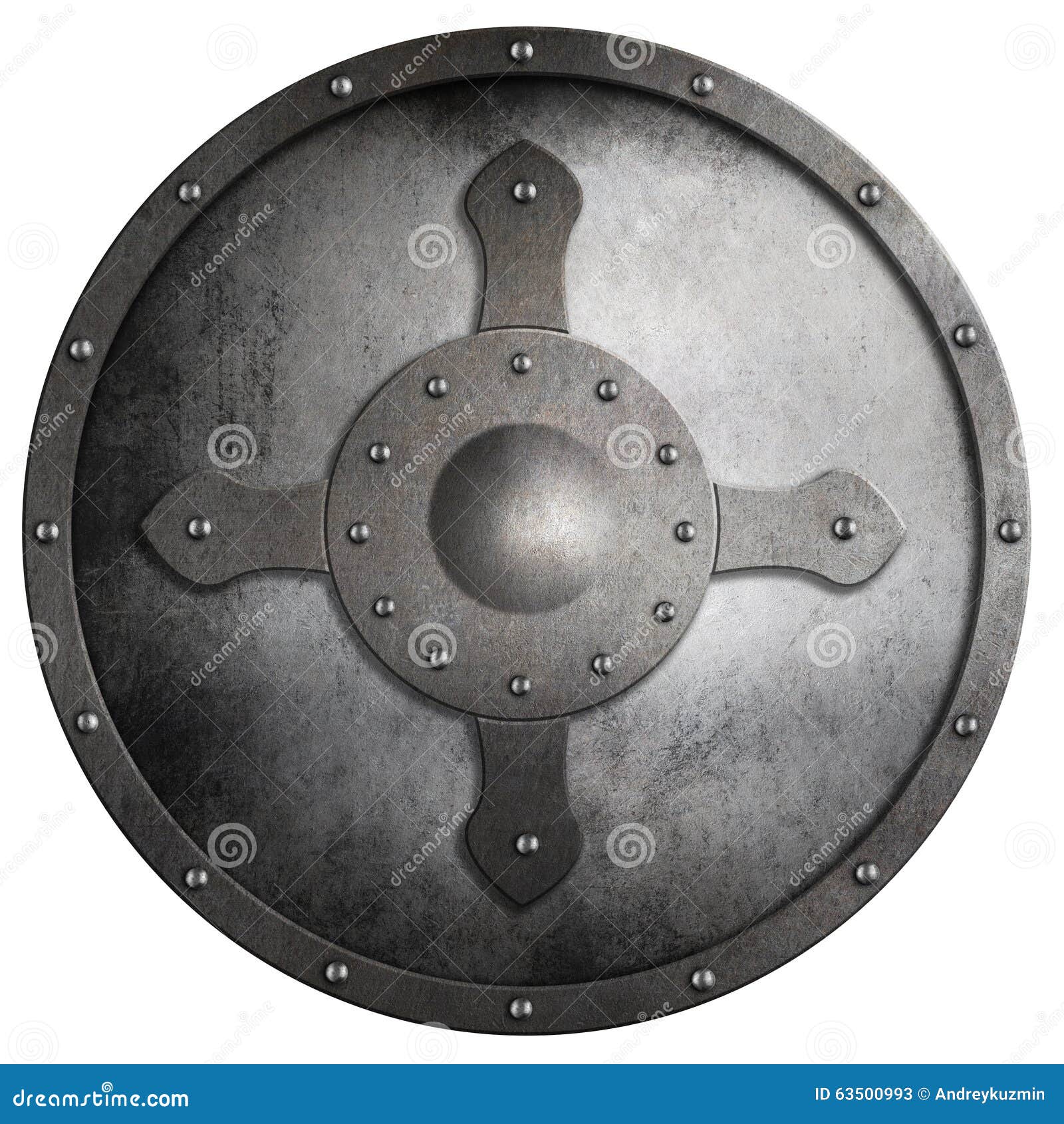 Metal Round Crusader Shield Isolated Stock Image - Image of silver ...