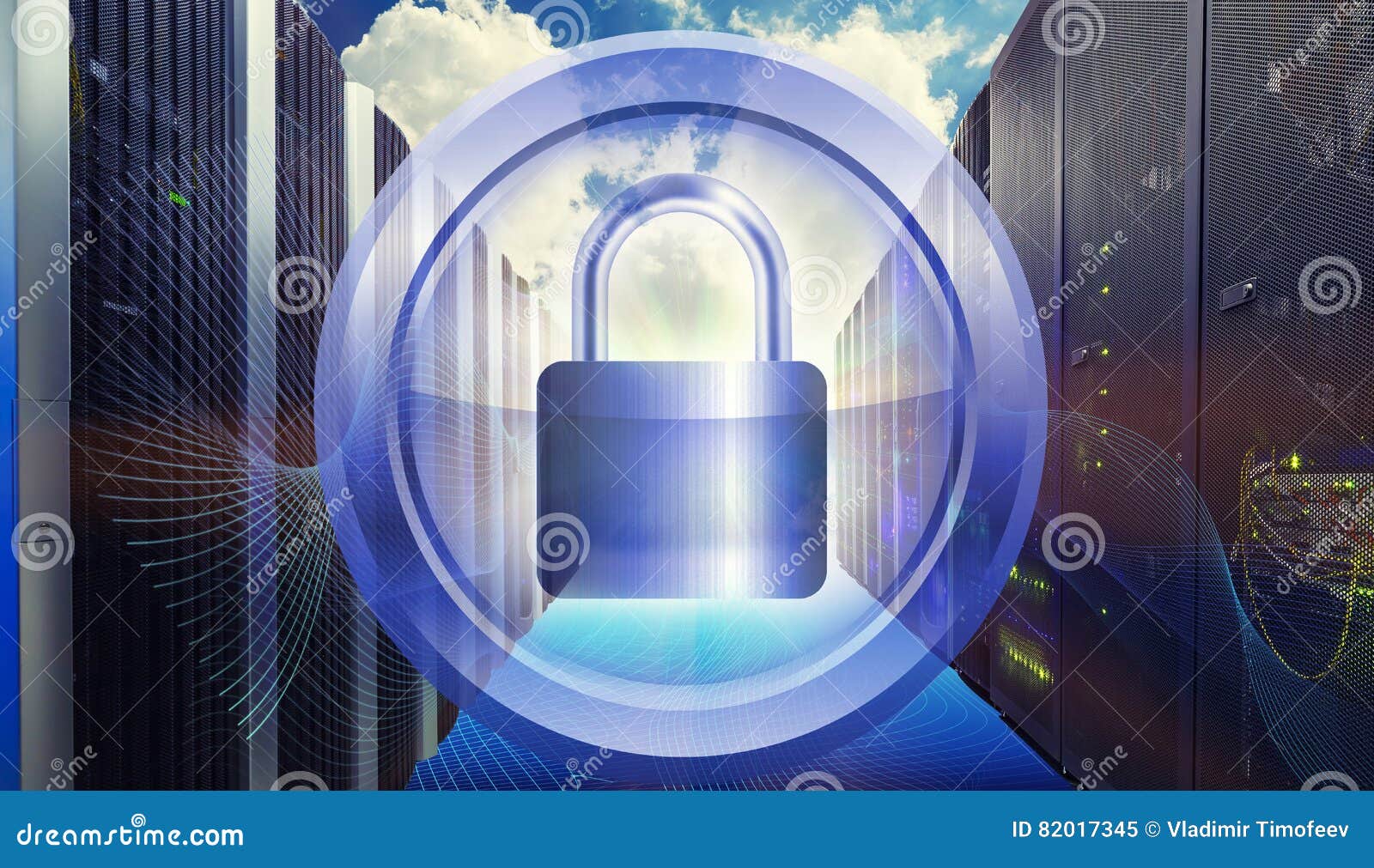 Padlock With Security Lock Concept And Futuristic Electronic Technology ...