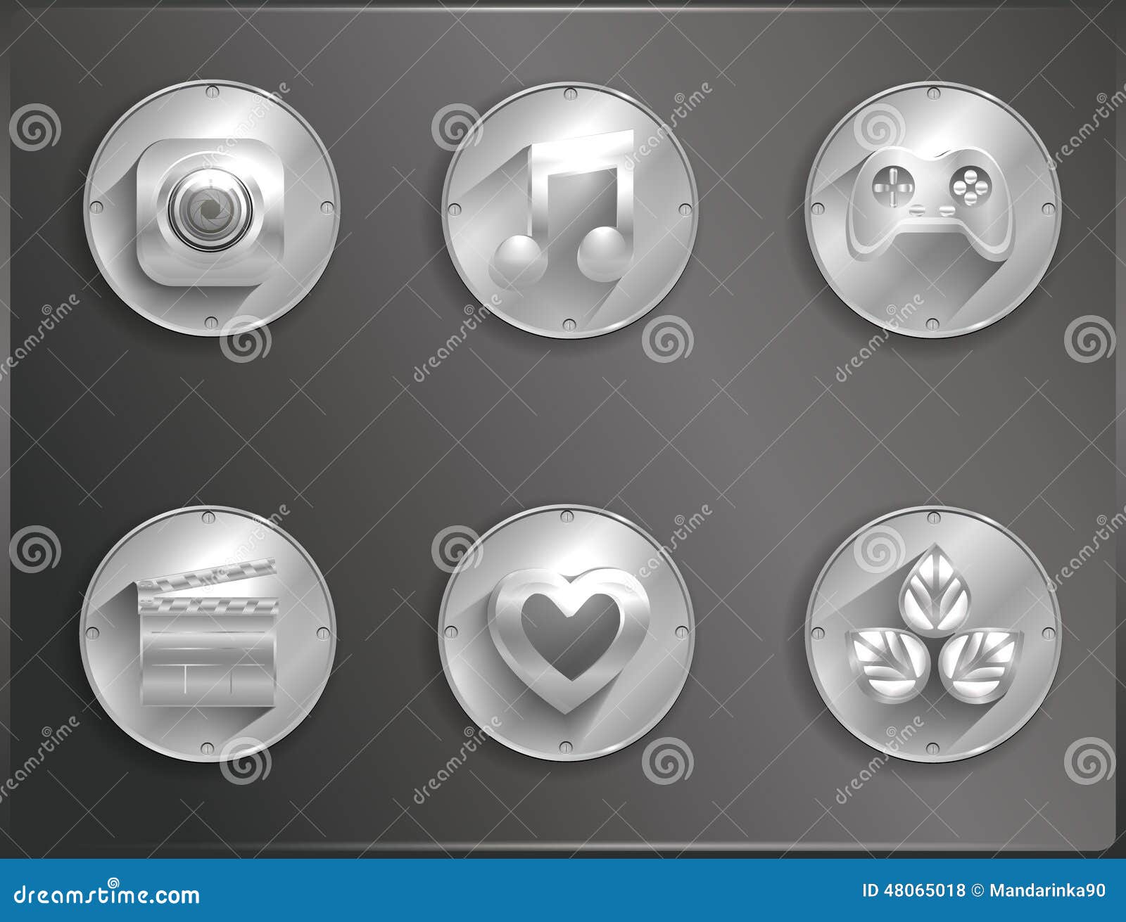 Metal round icons flat. stock vector. Illustration of element - 48065018