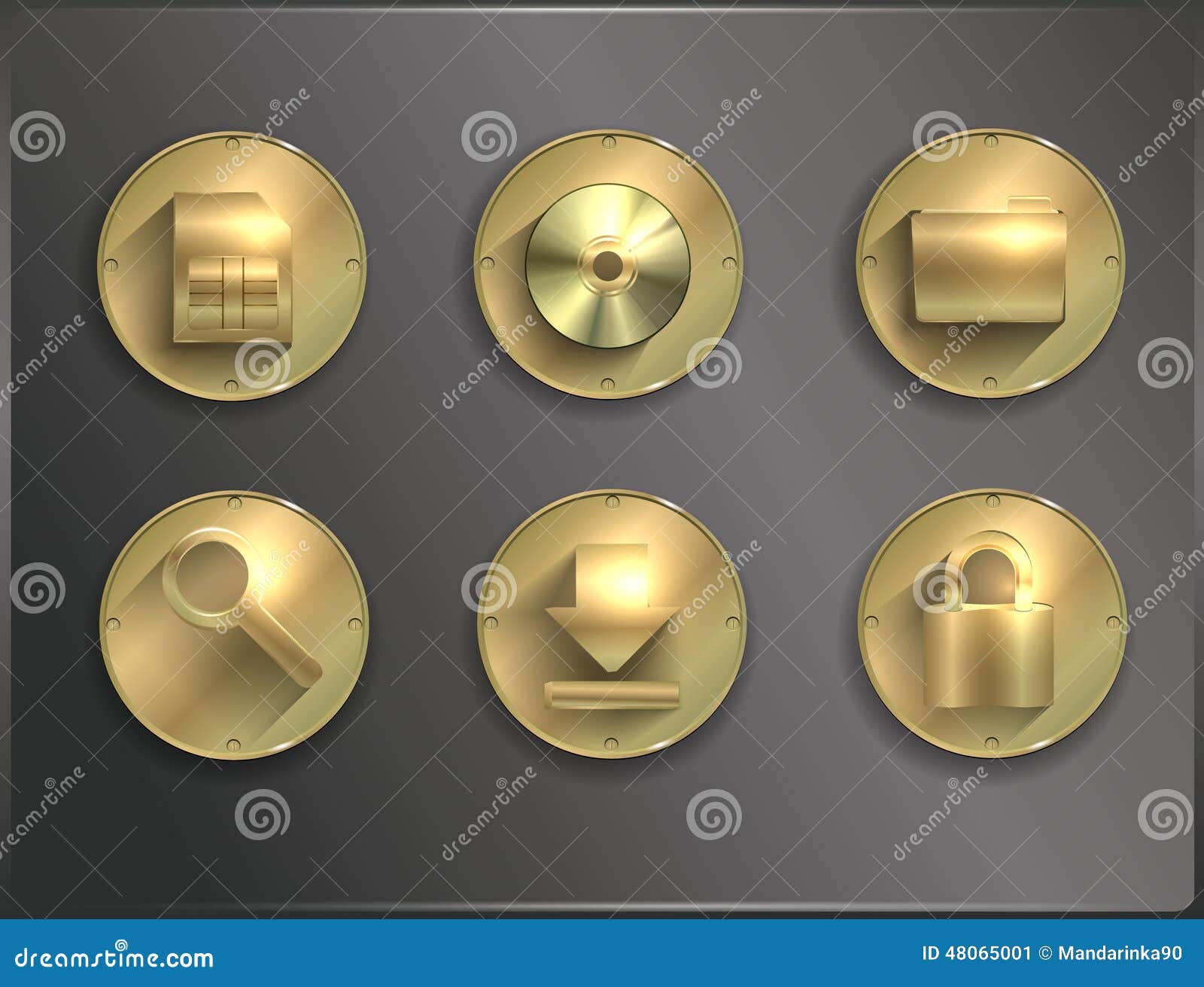 Metal round icons flat stock illustration. Illustration of highlight ...