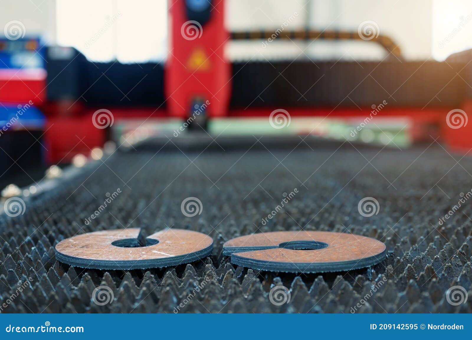 Metal Round Plates Made on a CNC Plasma Cutting Machine Stock Image ...