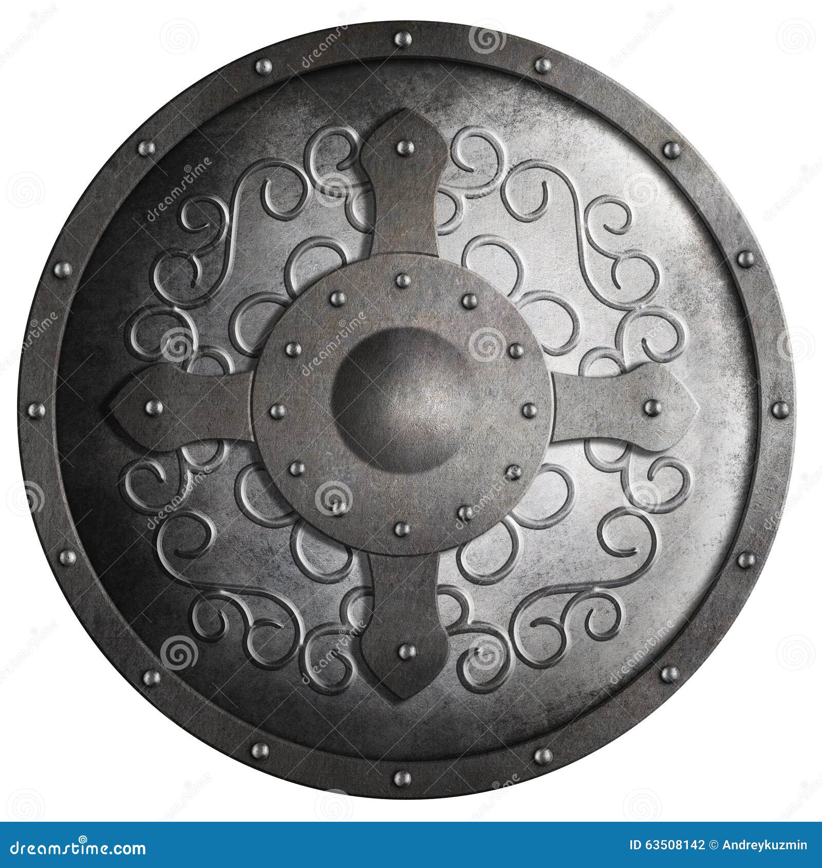 Metal Round Shield with Cross Isolated Stock Photo - Image of isolated ...