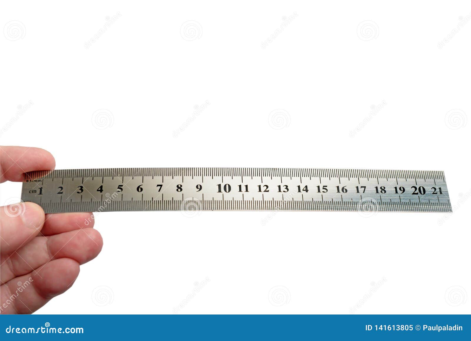 Metal ruler in man hand stock image. Image of construction - 141613805