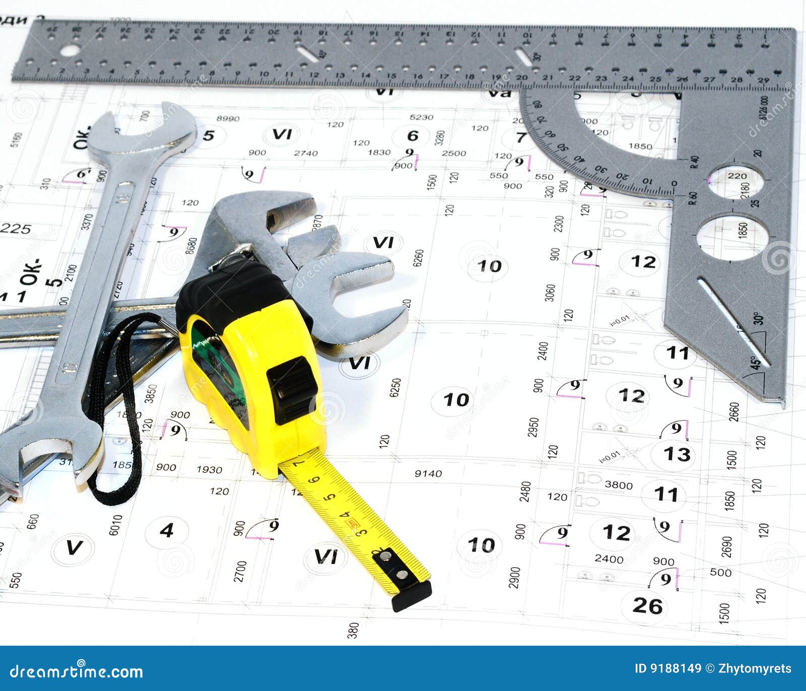 The Metal Ruler and Wiring Diagram. Stock Image - Image of computer ...
