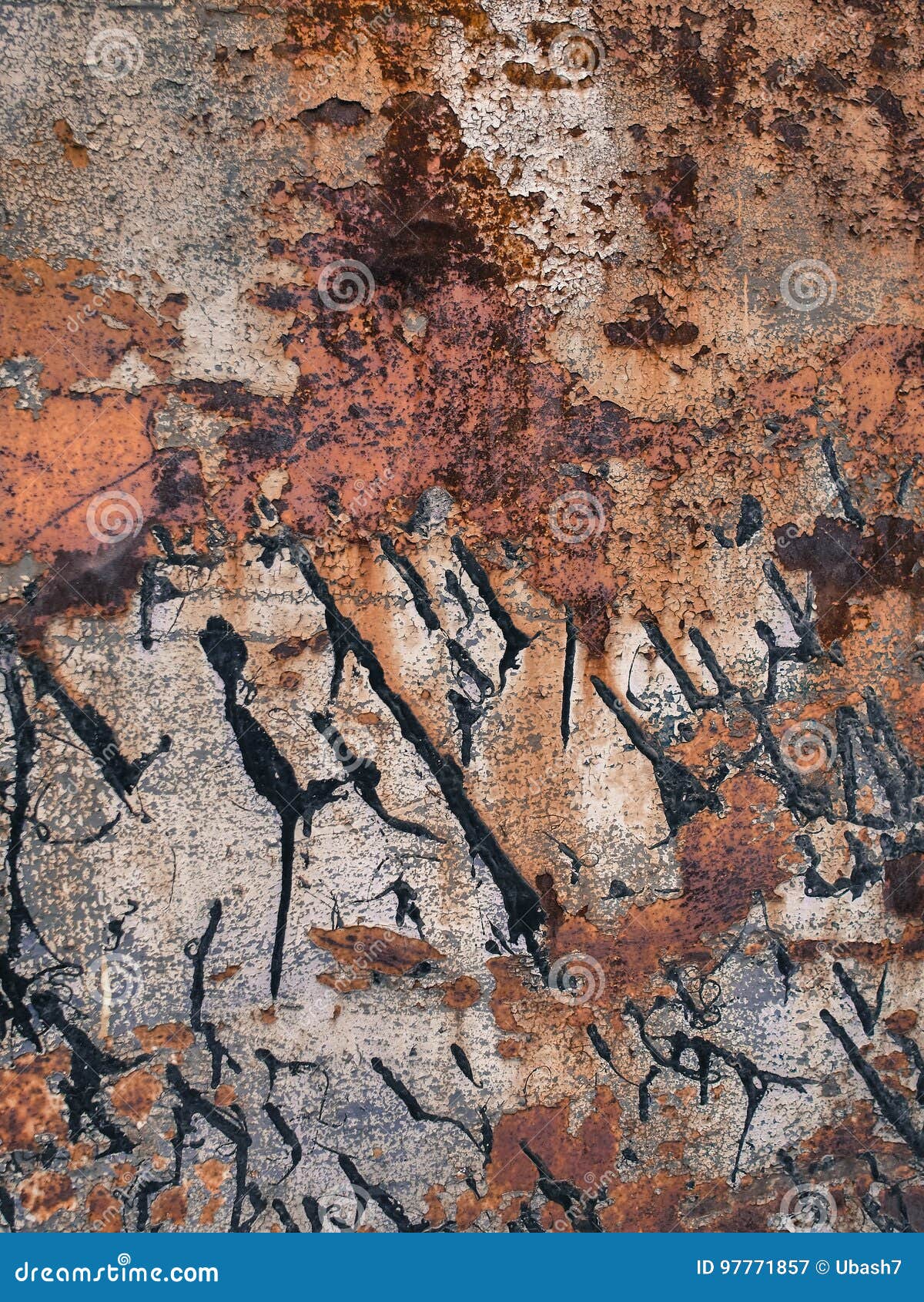 Eroded Metal Texture with Black Paint Smudges, Abstract Grunge ...