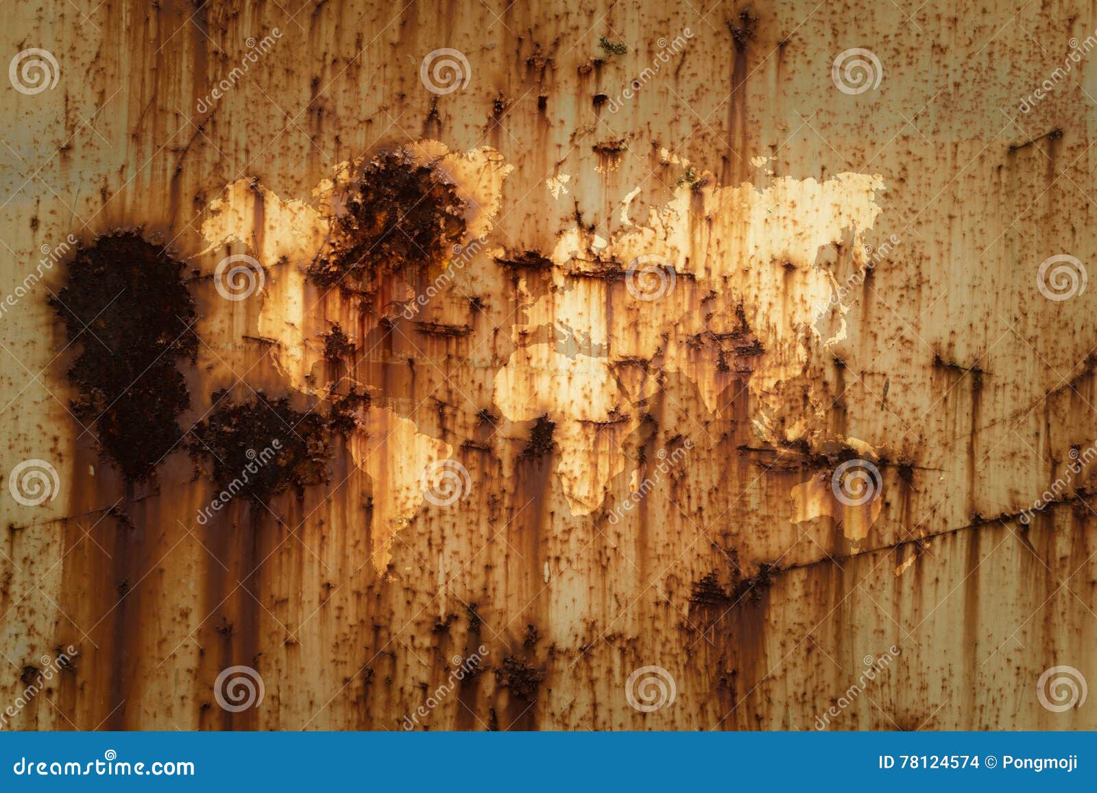 Metal Rust Wall Texture Surface with World Map Stock Photo - Image of ...