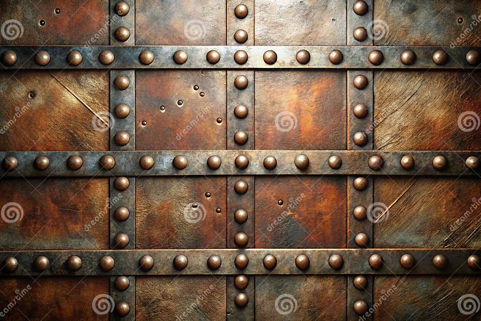 Metal Rustic Armor Background with Rivets 3D Illustration Stock ...