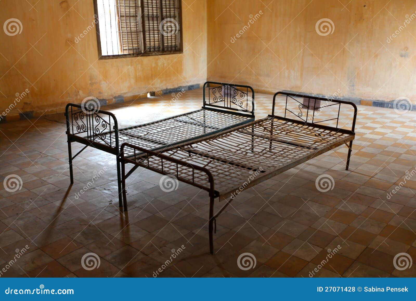 Metal Rusty Beds In Empty Prison Room, Cambodia Royalty Free Stock ...