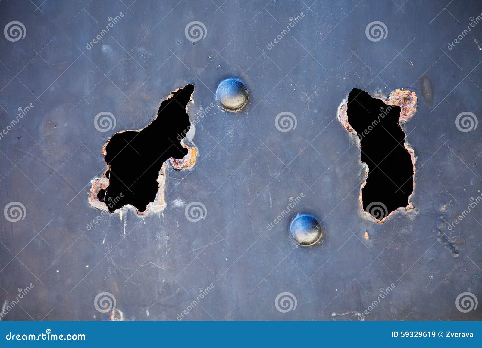 Metal with Rusty Hole and Flaking Paint Stock Image - Image of rusty ...