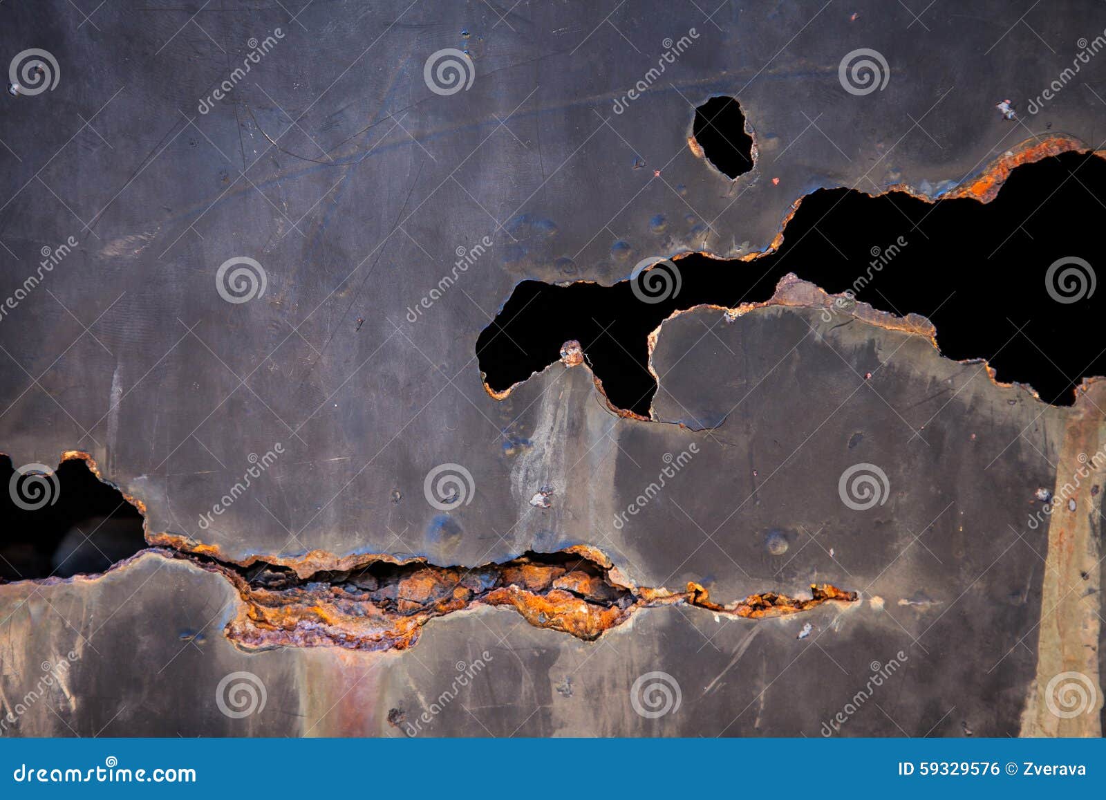 Metal with Rusty Hole and Flaking Paint Stock Photo - Image of diamond ...