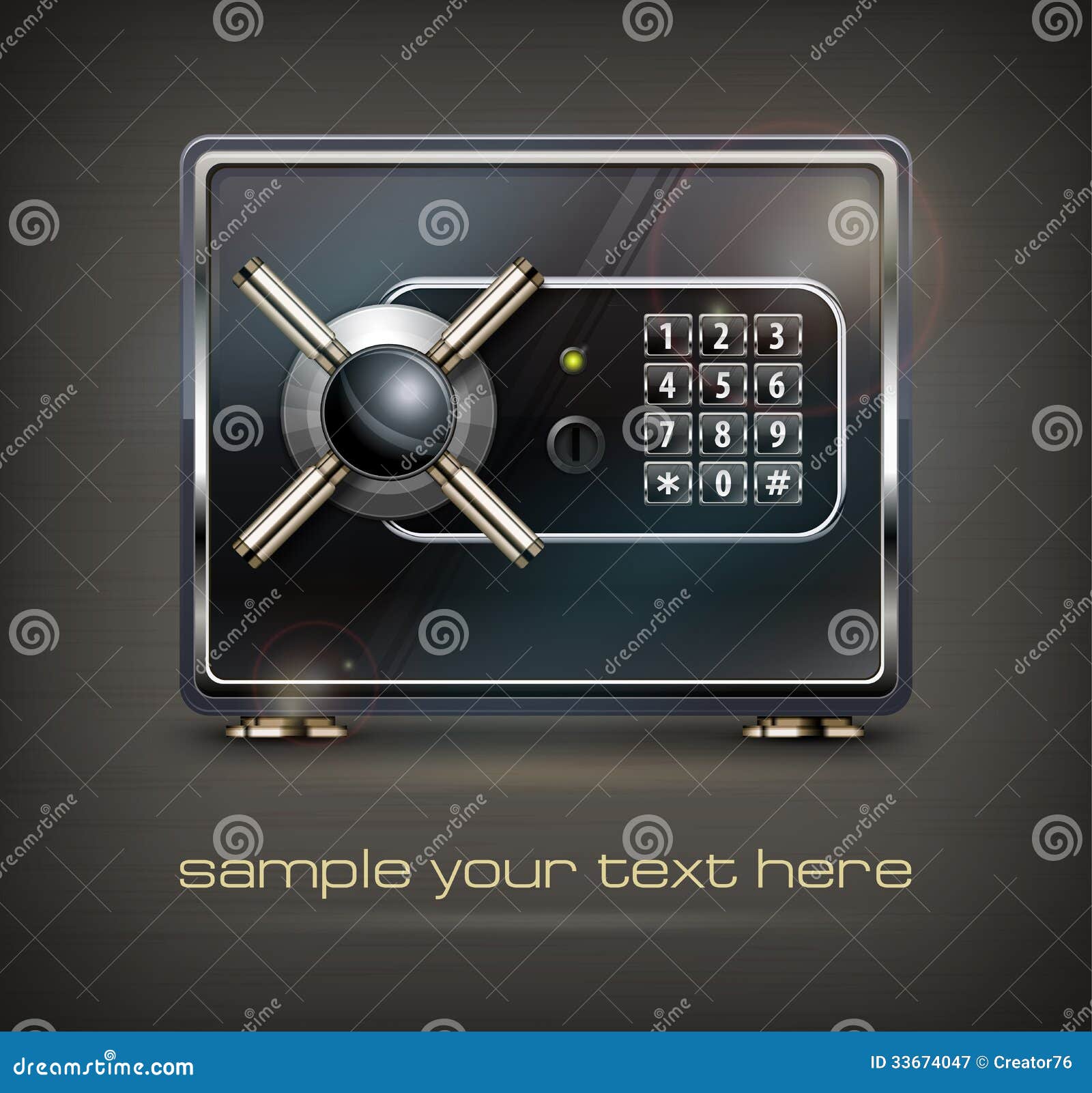 Metal safe on black stock vector. Illustration of square - 33674047