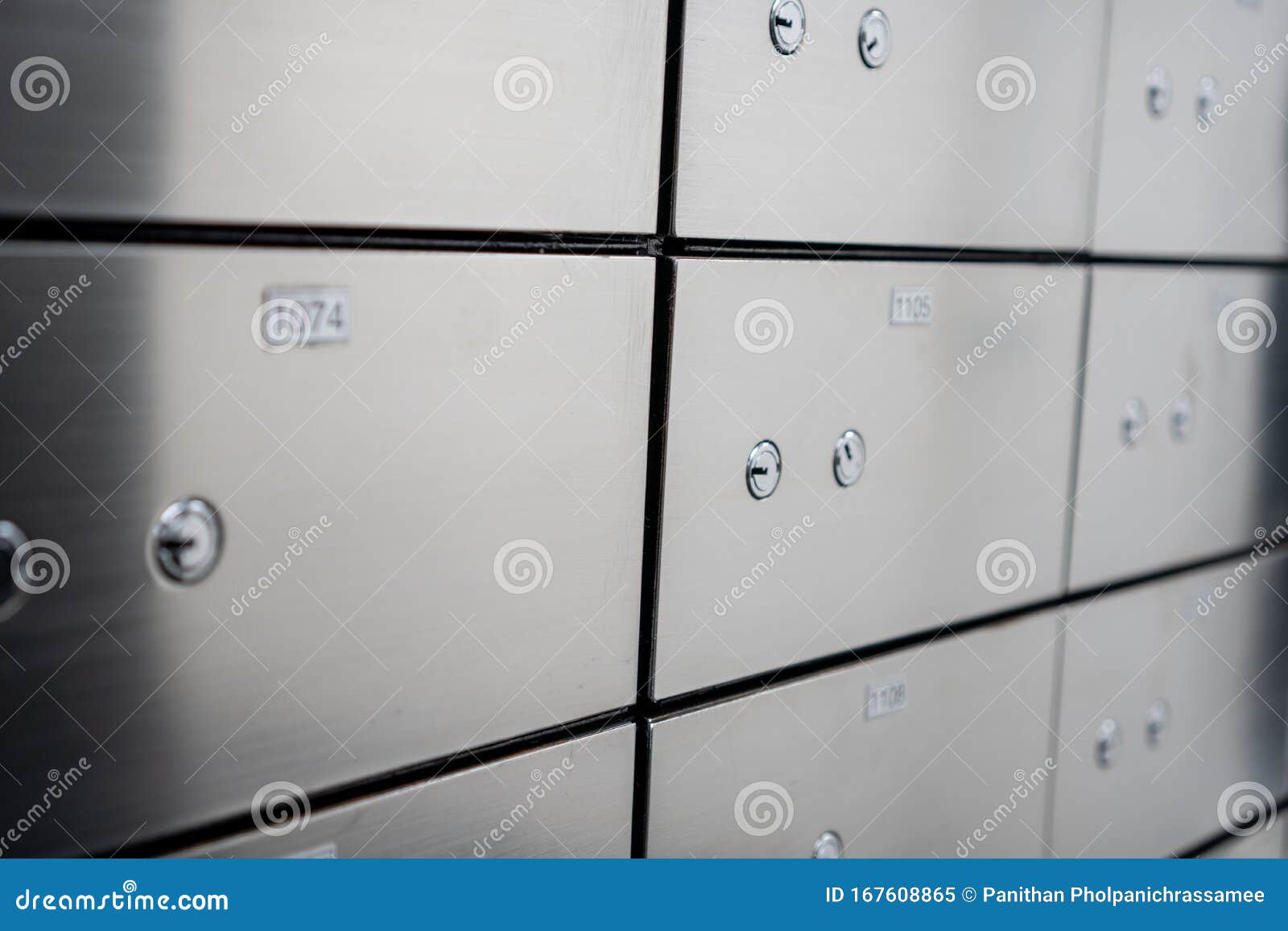 Metal safe box panel wall. stock image. Image of close - 167608865