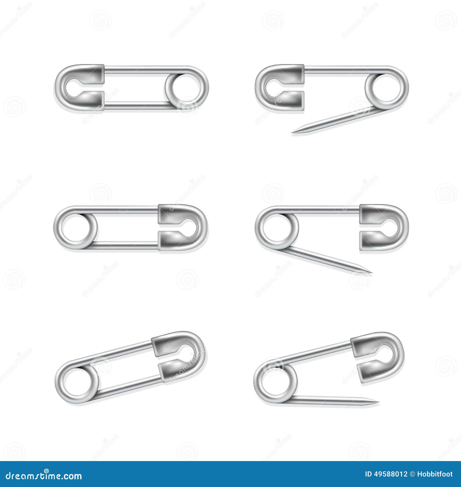 Metal safety pin stock vector. Illustration of clasp - 49588012