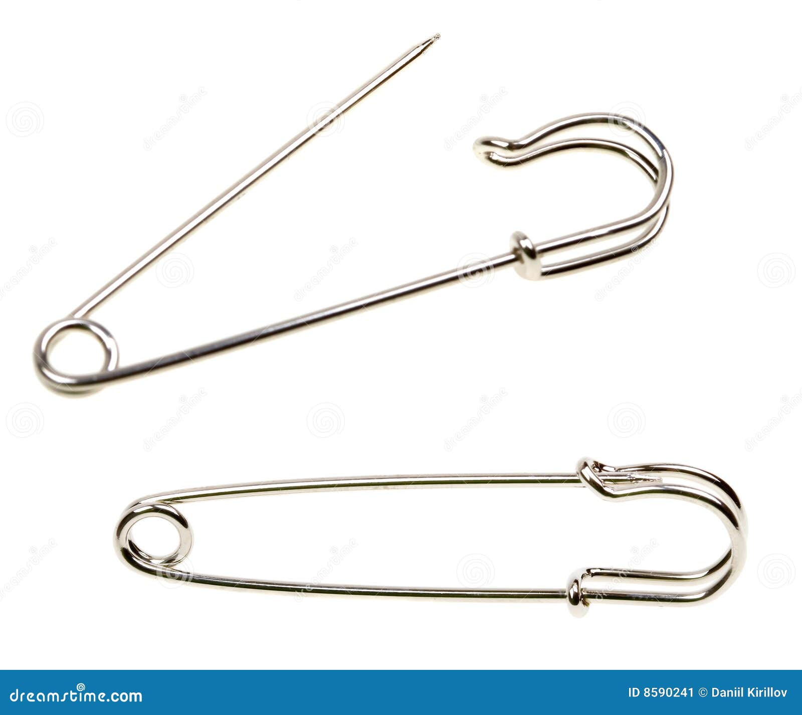 Metal Safety Pin Isolated on White Stock Image - Image of object ...